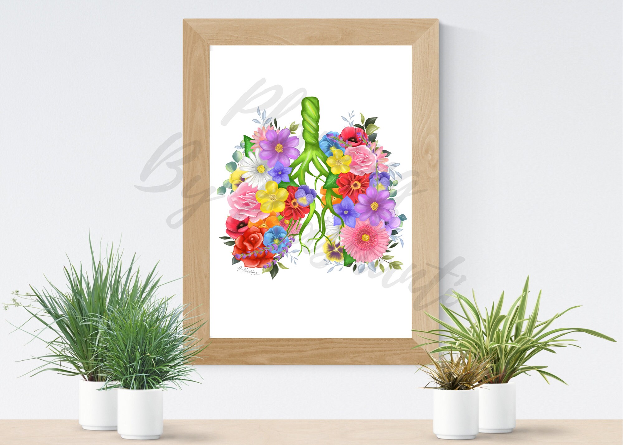 PRINTABLE Flower Floral Lung Art Print Lung Cancer | Etsy