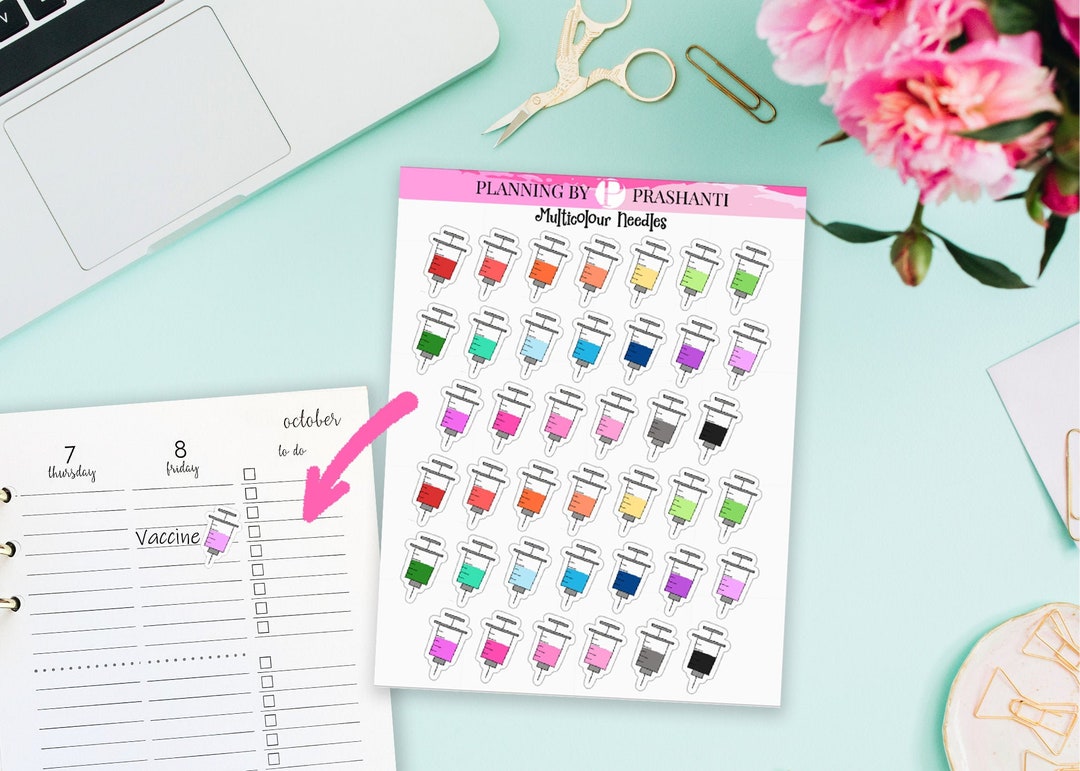 Multicoloured Injections Vaccination Needles Doctor Health Flu Planner ...