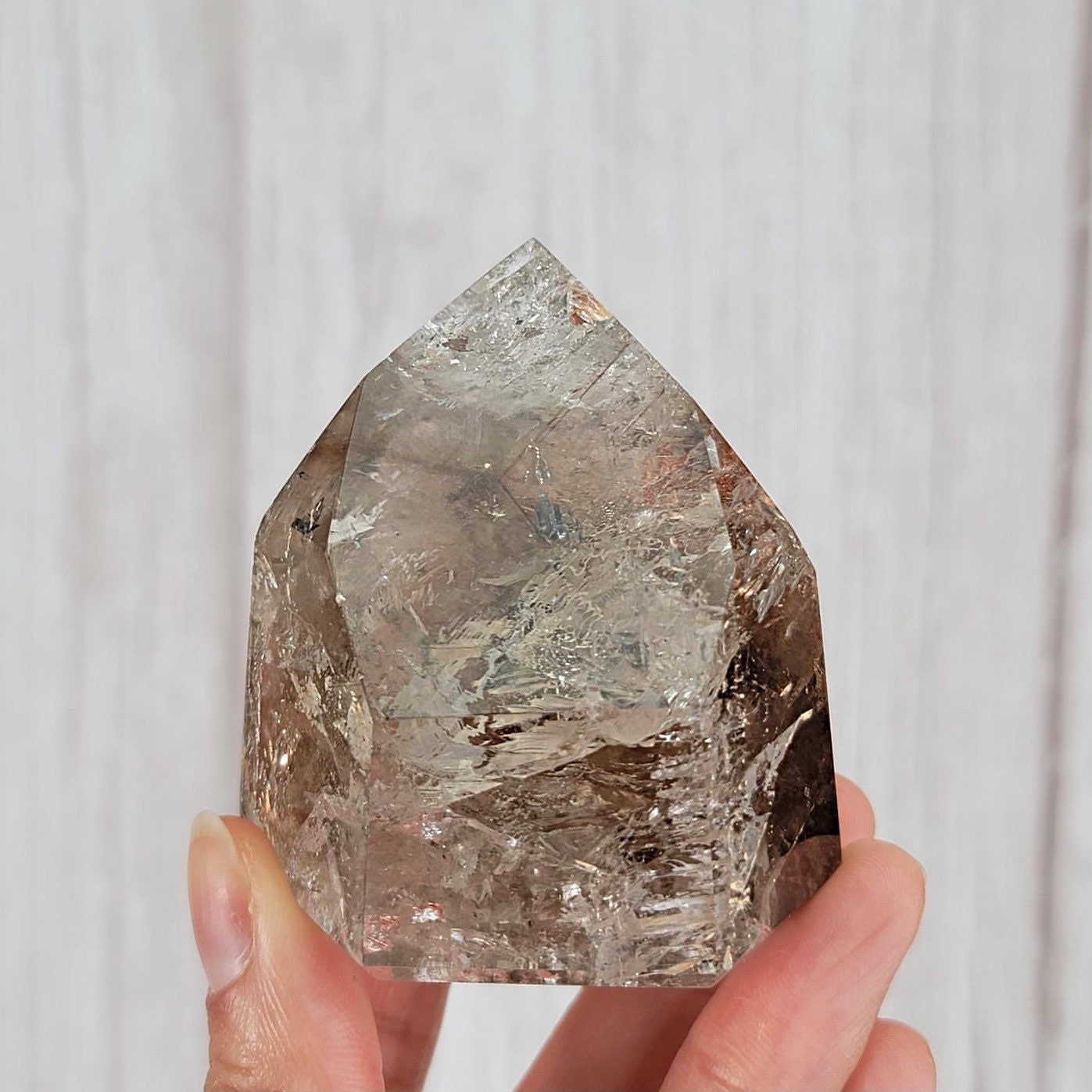 Large Smoky Elestial Quartz Polished Point