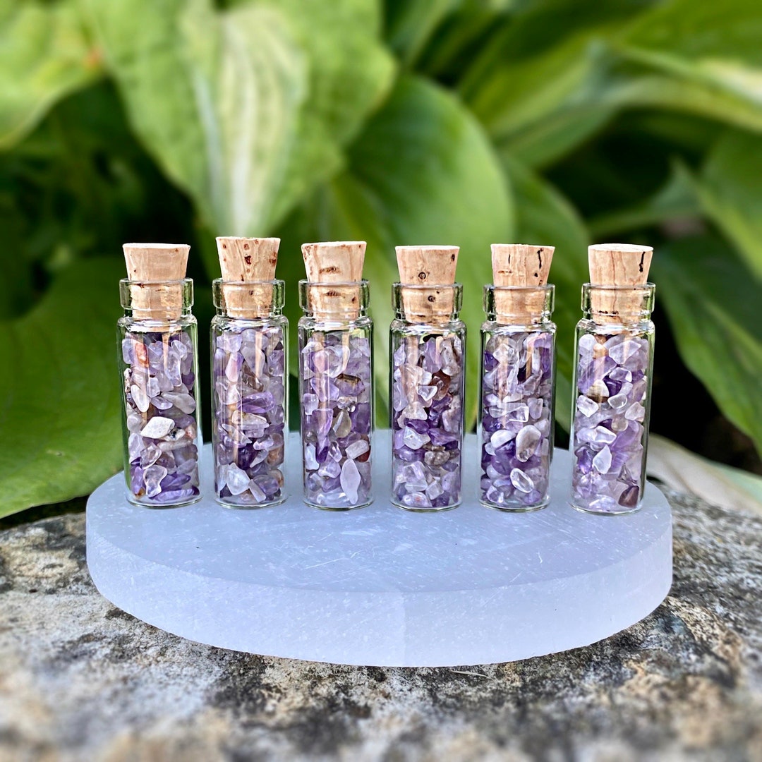 Amethyst Crystal Chip Vial, Mini Gemstone Crystal Chip Bottle, Crystal ...