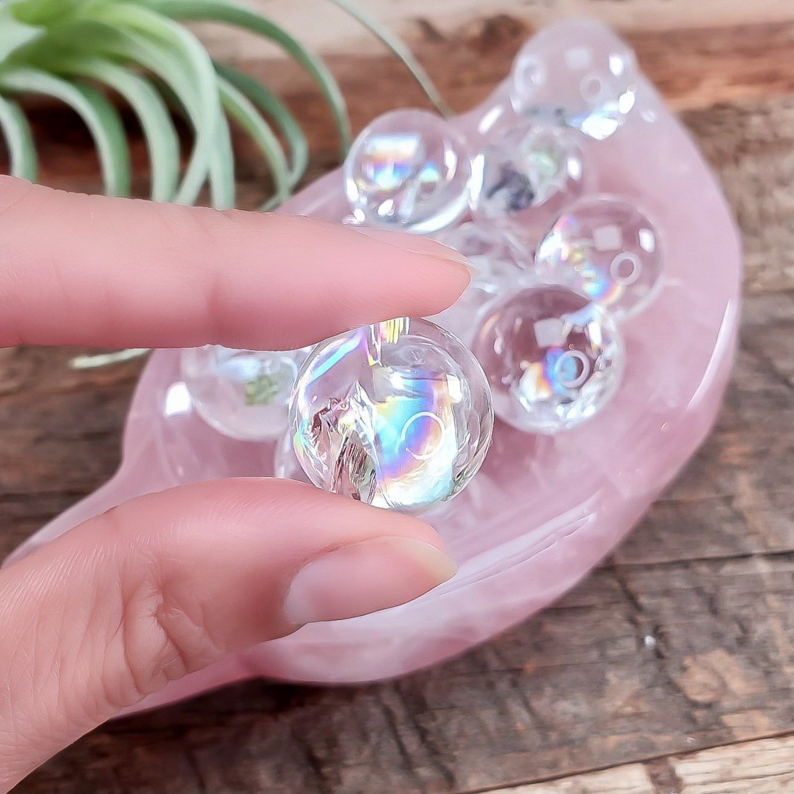 Rainbow Clear Quartz Sphere, Aura Quartz Mini Sphere, Clear Quartz ...