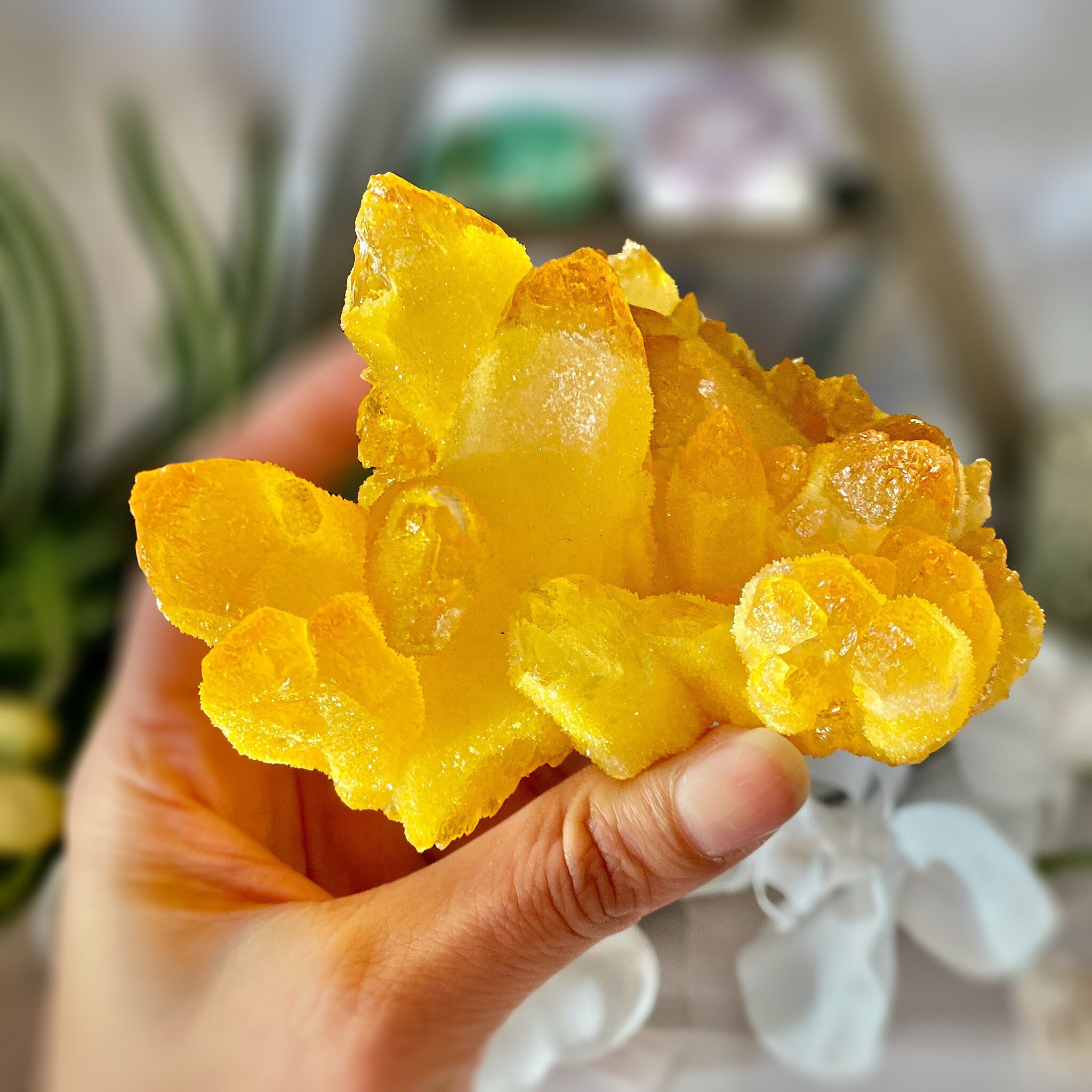 Large Sunshine Yellow Ferric Quartz Cluster Specimen