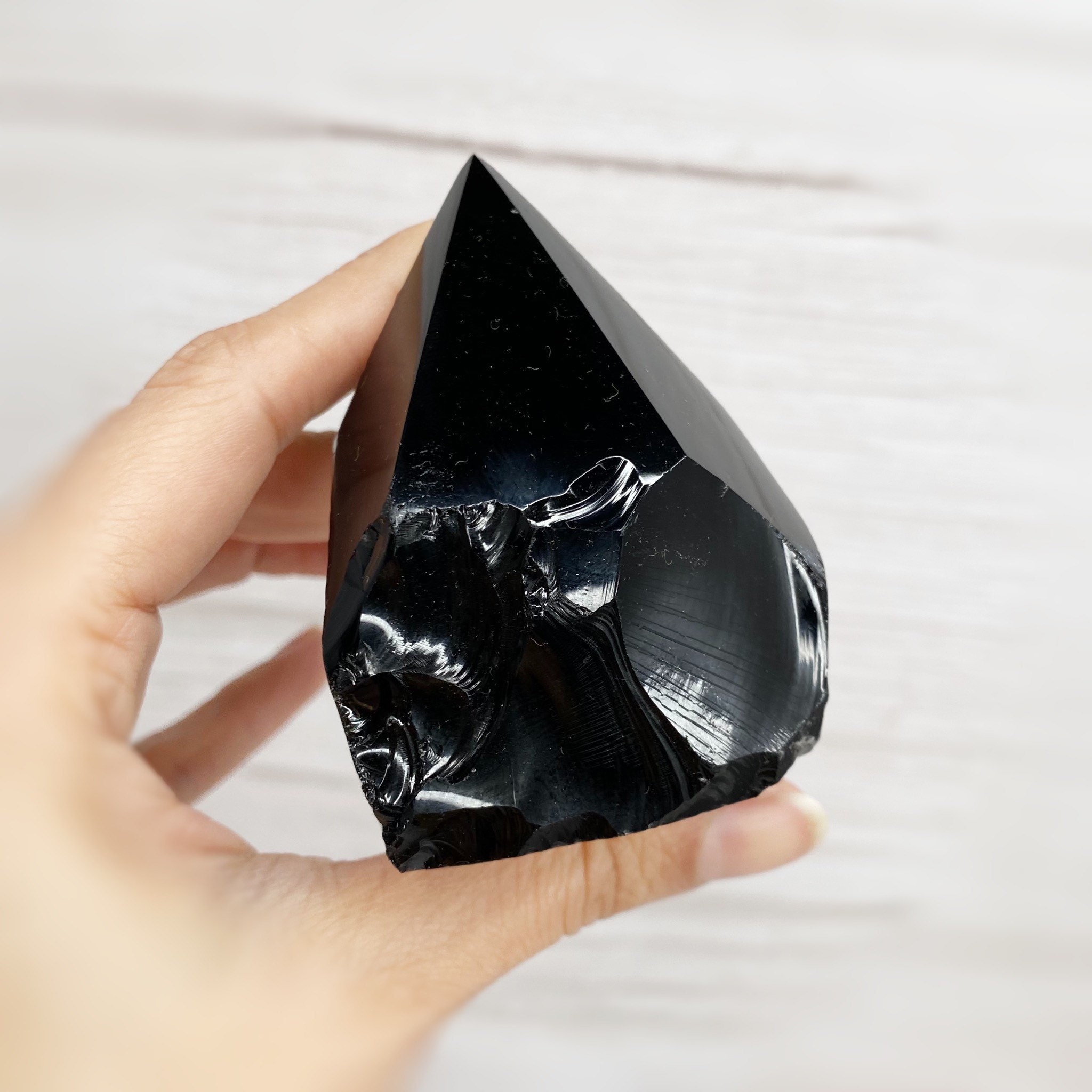 Rough Black Obsidian Point (cut base)