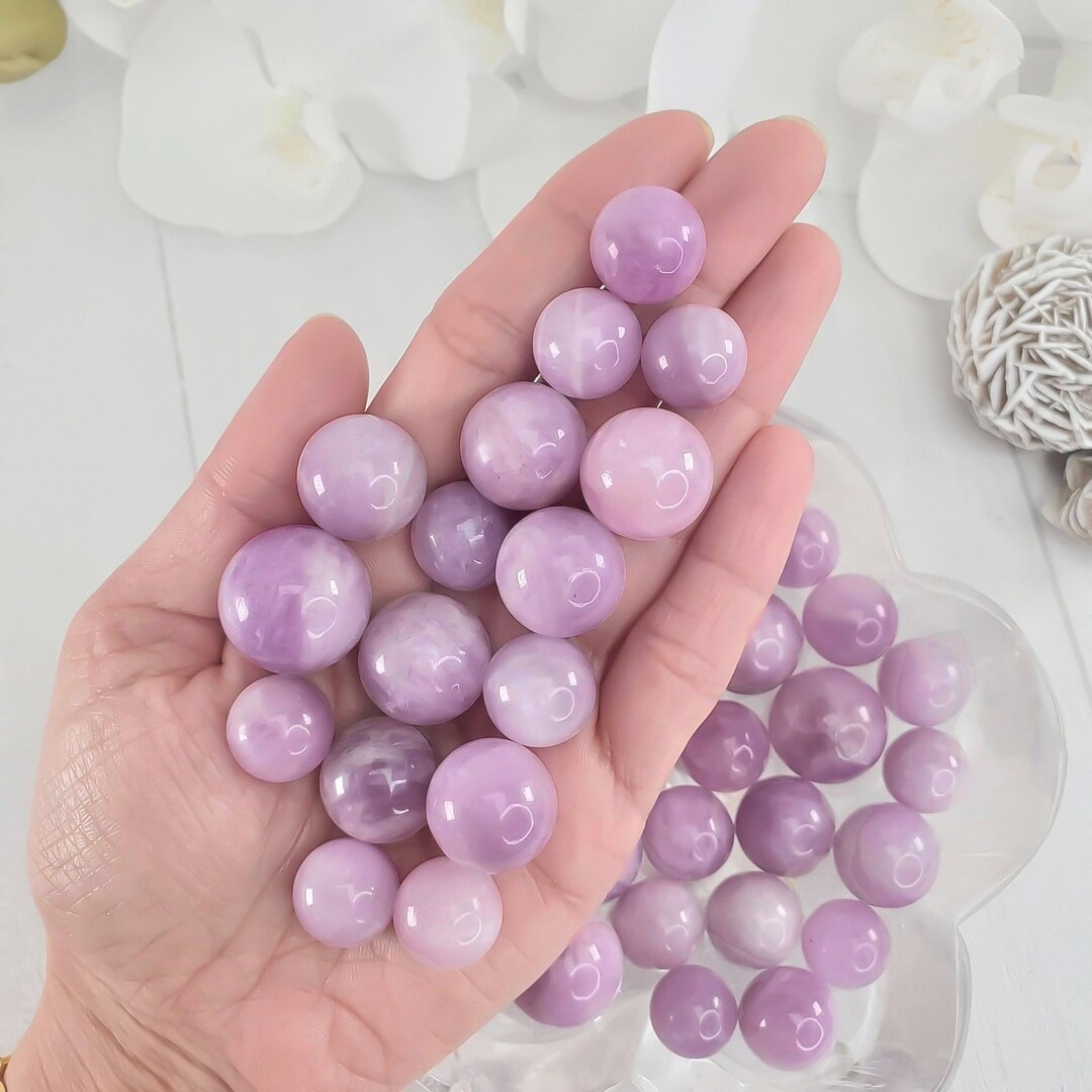 Kunzite Mini Spheres, Kunzite Sphere, Polished Kunzite, Pink/purple ...