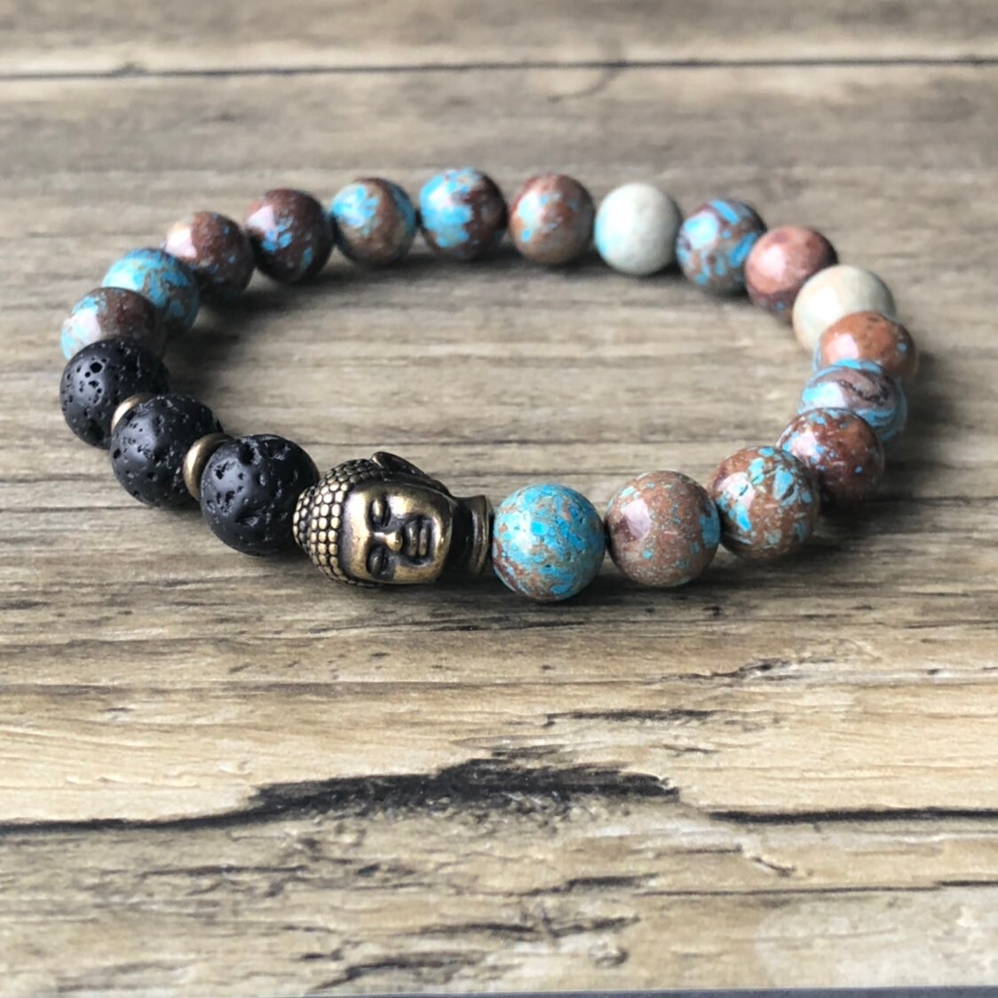 Crazy Blue Lace Agate & Lava Stone Diffuser Bracelet