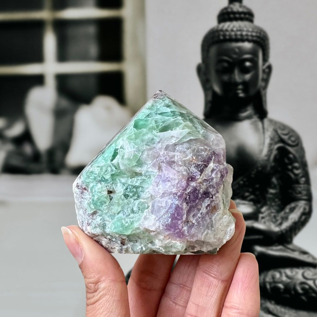 Natural Fluorite Point (top Polished, Cut Base), Rough Fluorite ...