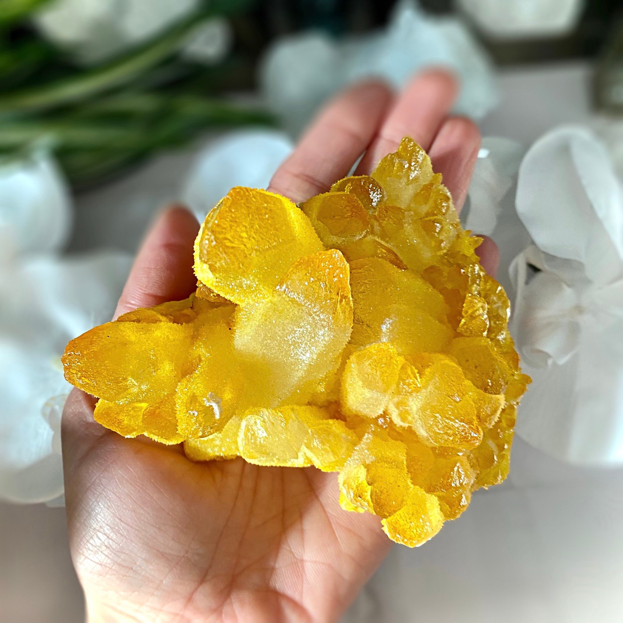 Large Sunshine Yellow Ferric Quartz Cluster Specimen