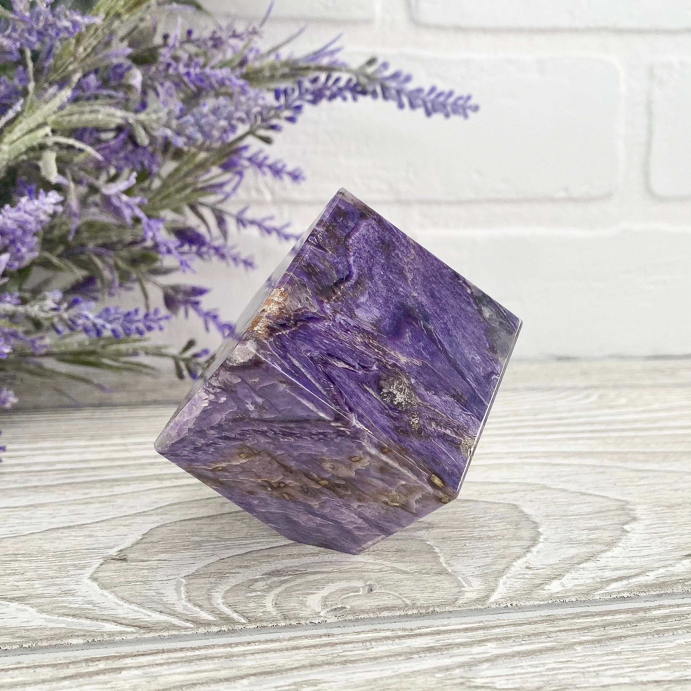 Large Charoite Self-Standing Cube