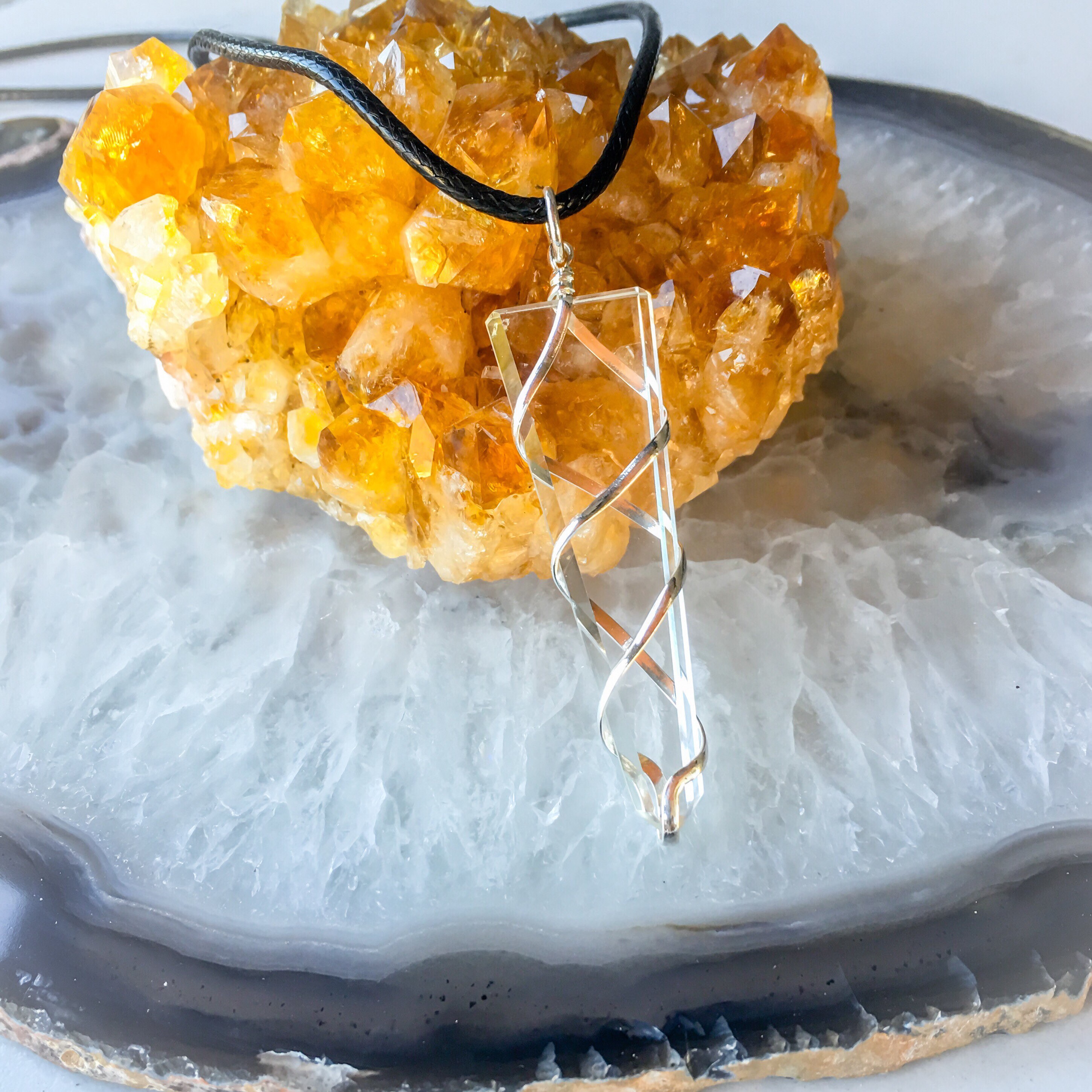 Flat Quartz Crystal Point Necklace