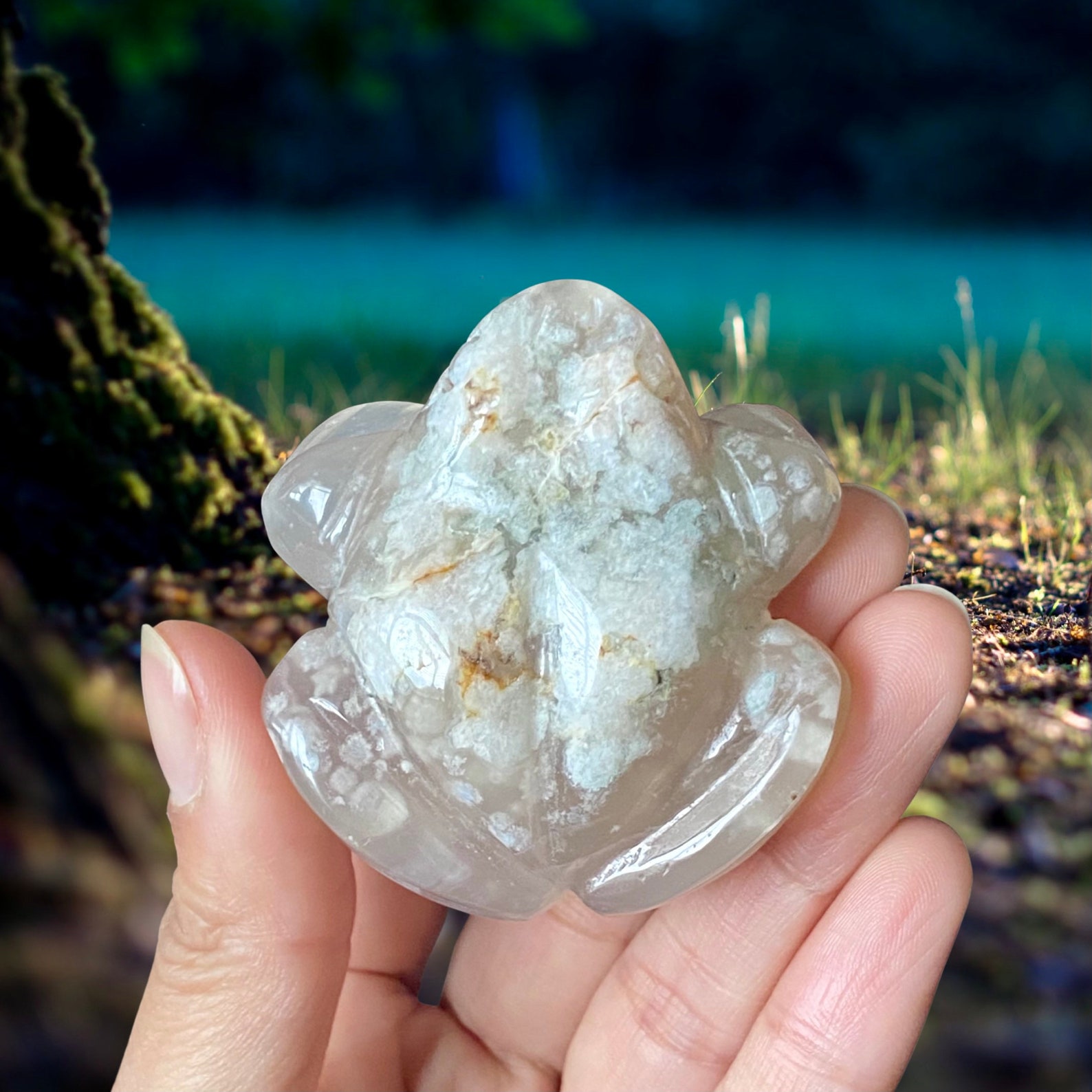 Flower Agate Frog Carving, Crystal Frog, Gemstone Frog, Flower Agate ...