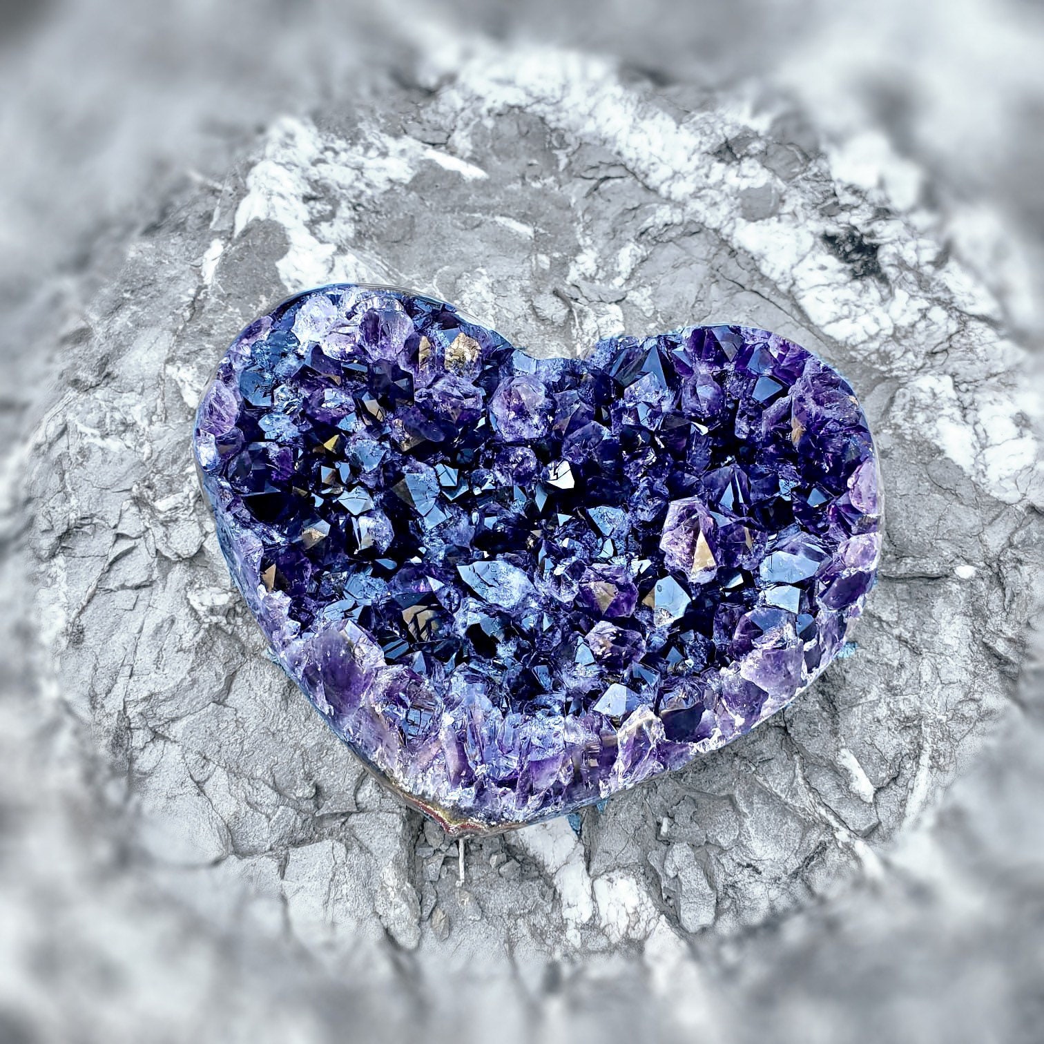 XL Dark Purple Amethyst Heart Cluster