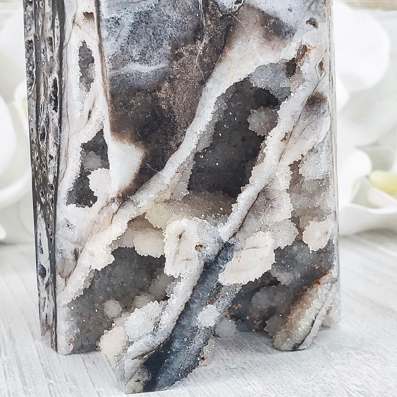 Natural Sphalerite Tower with Druzy Caves