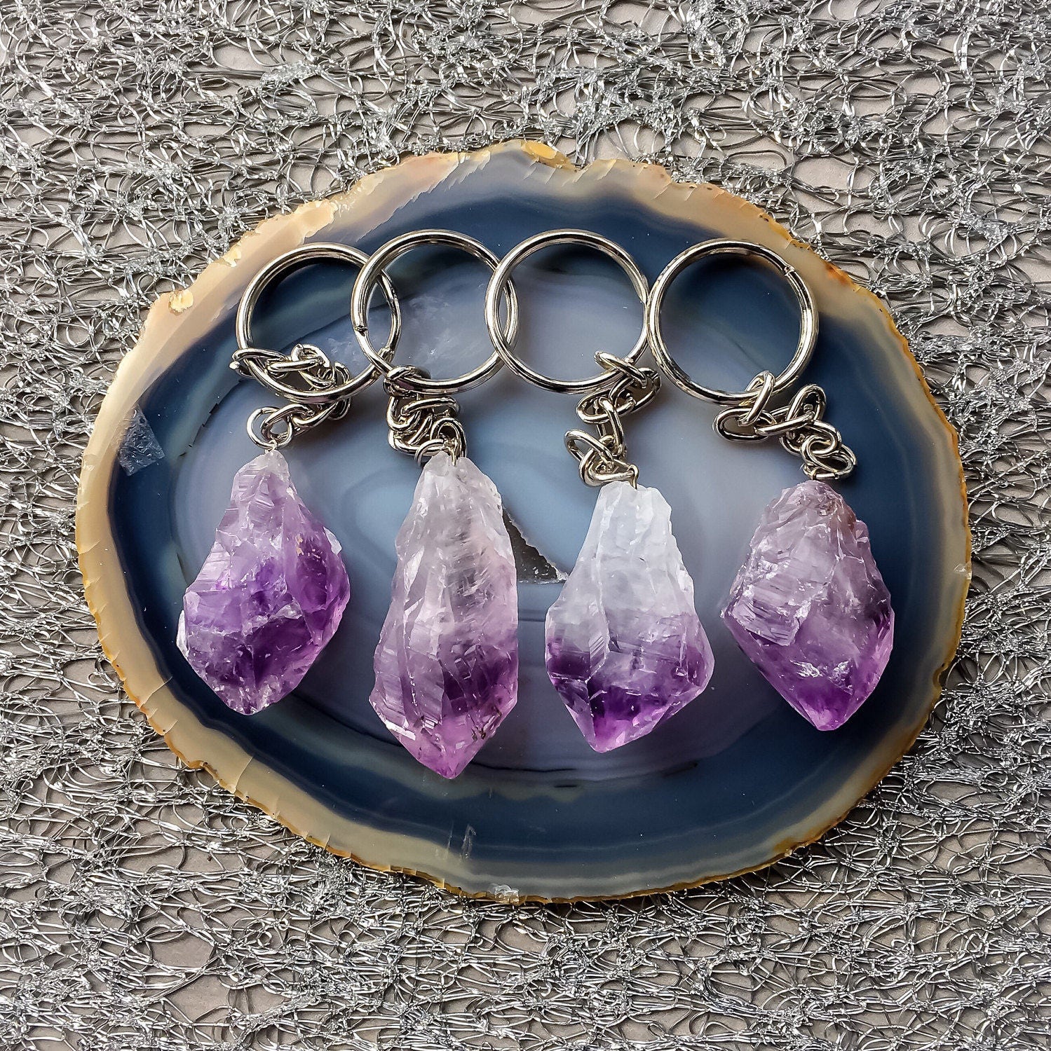 Raw Amethyst Keychain