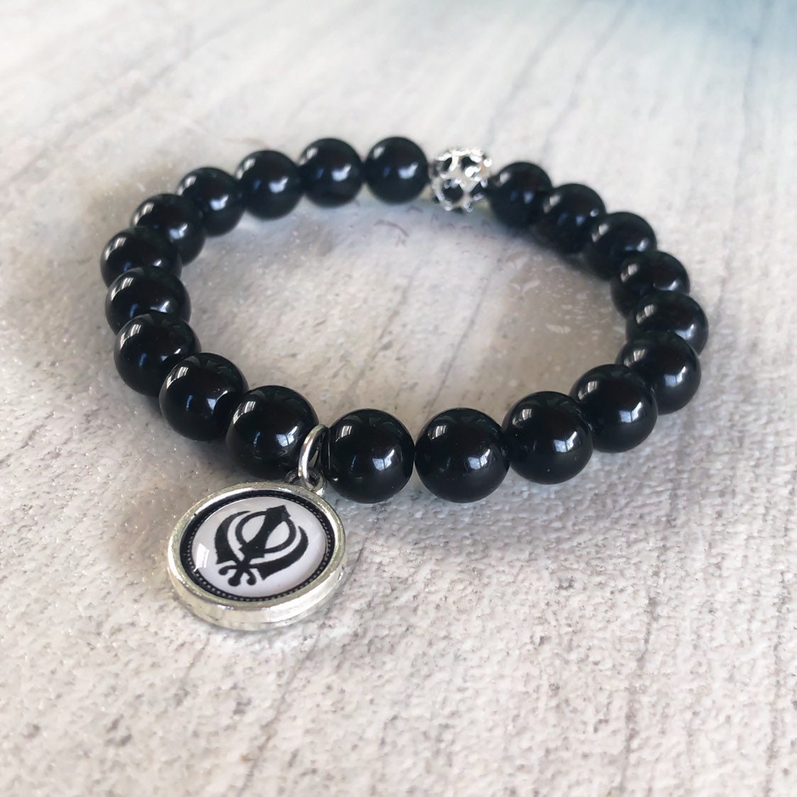 Sikh Kanda Black Tourmaline Protection Bracelet