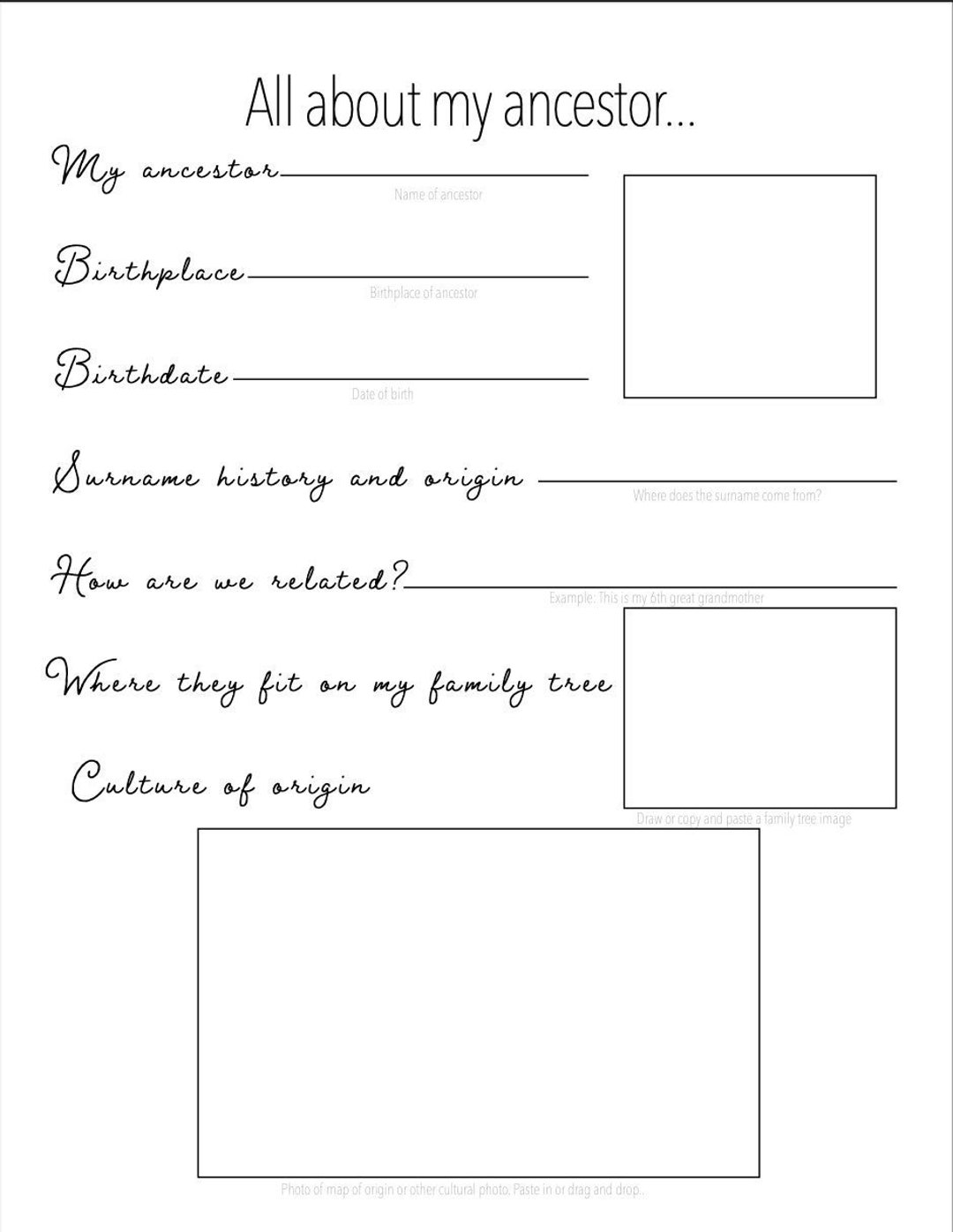 Print and Fill in Family History Journal Page - Etsy