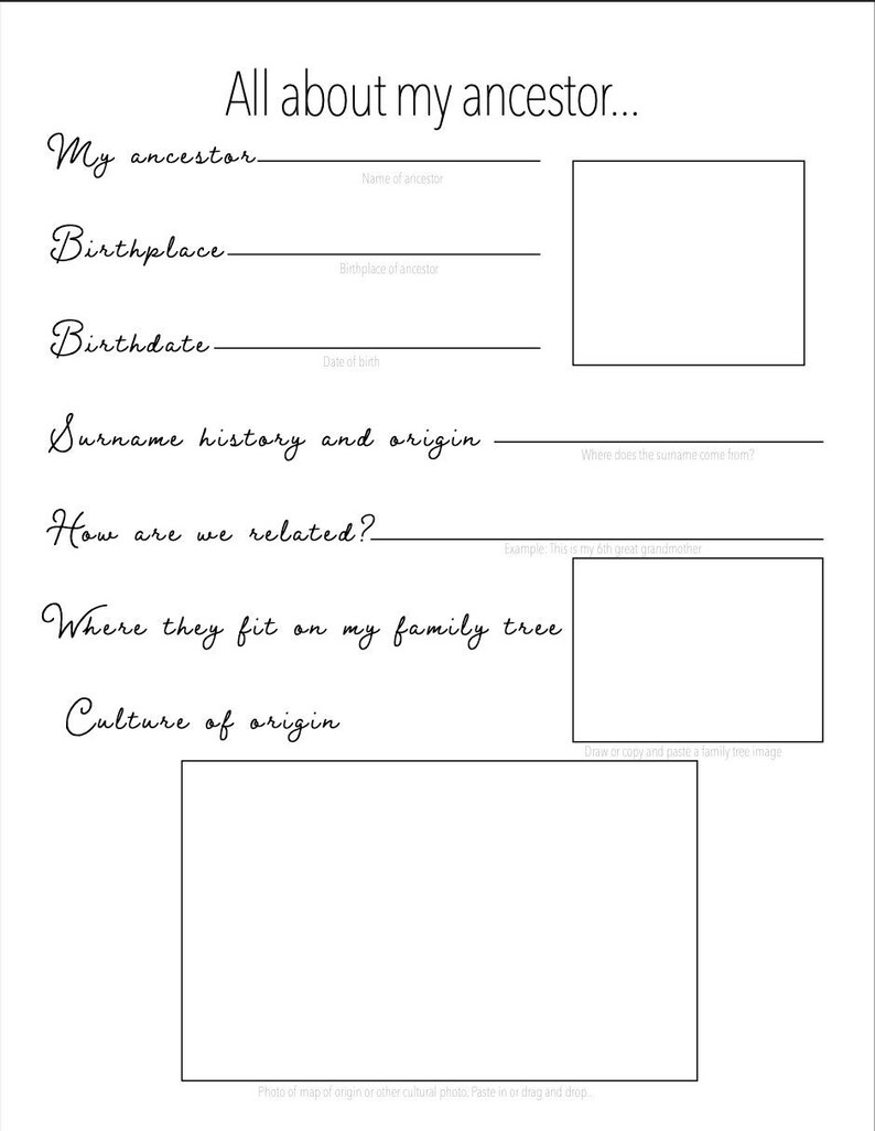 Print and Fill in Family History Journal Page - Etsy