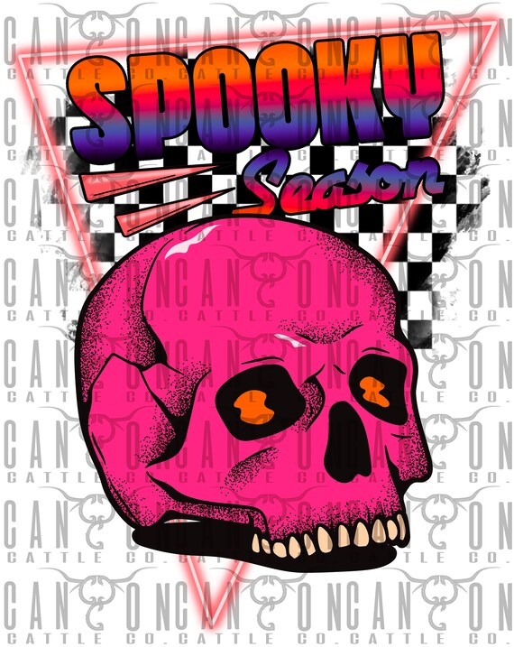 Spooky Season Skull Halloween Retro Vintage Checkered - Etsy