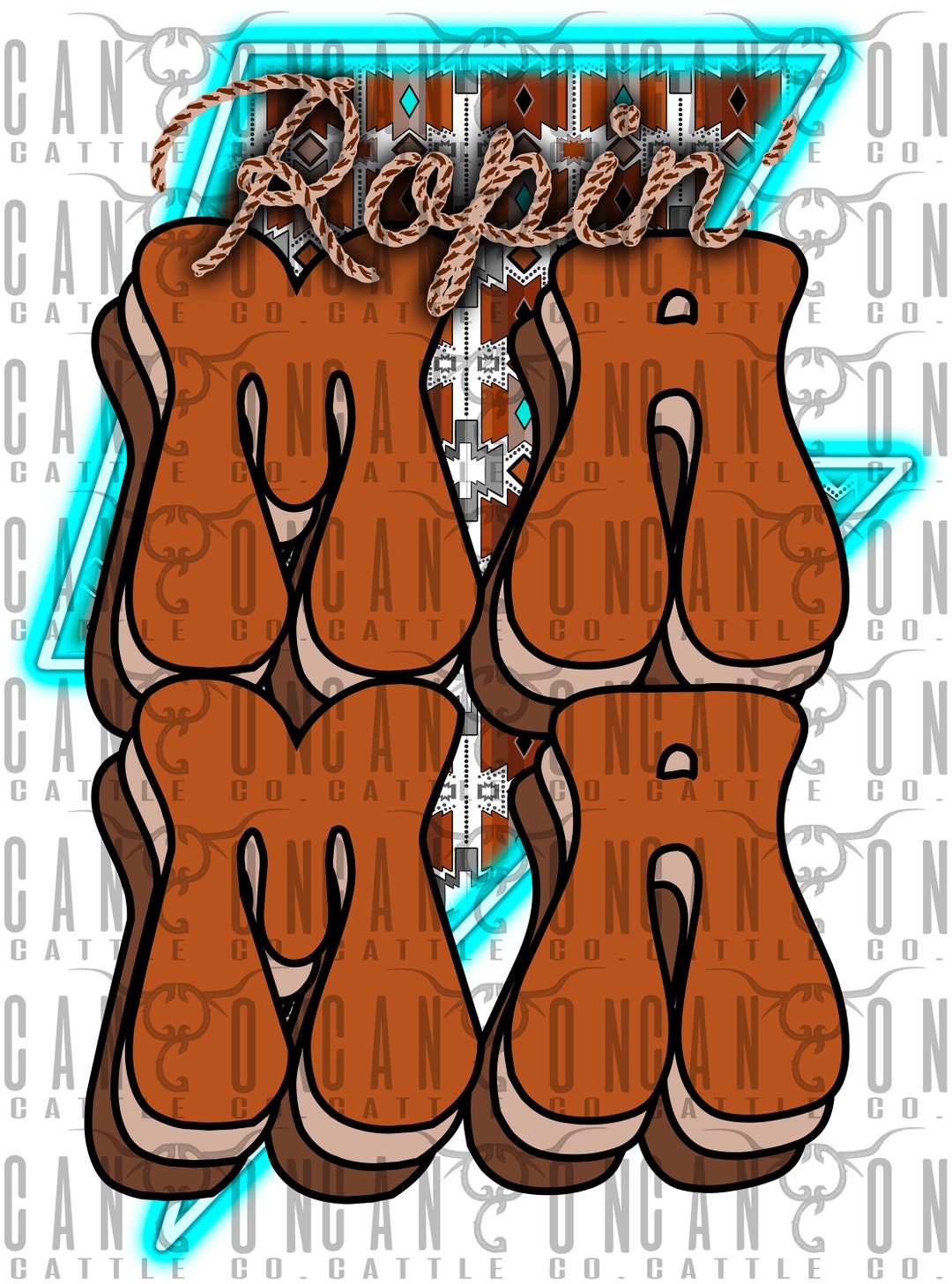 Roping Mama, Western. Lightning Bolt, Rodeo, Punchy, Aztec. Neon, Retro ...