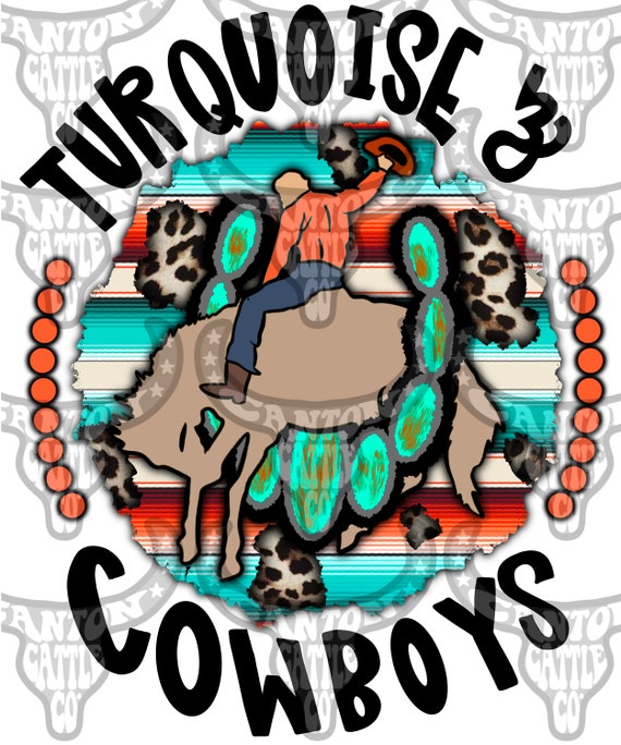 Turquoise & Cowboys Bucking Bronco Western Punchy Serape | Etsy