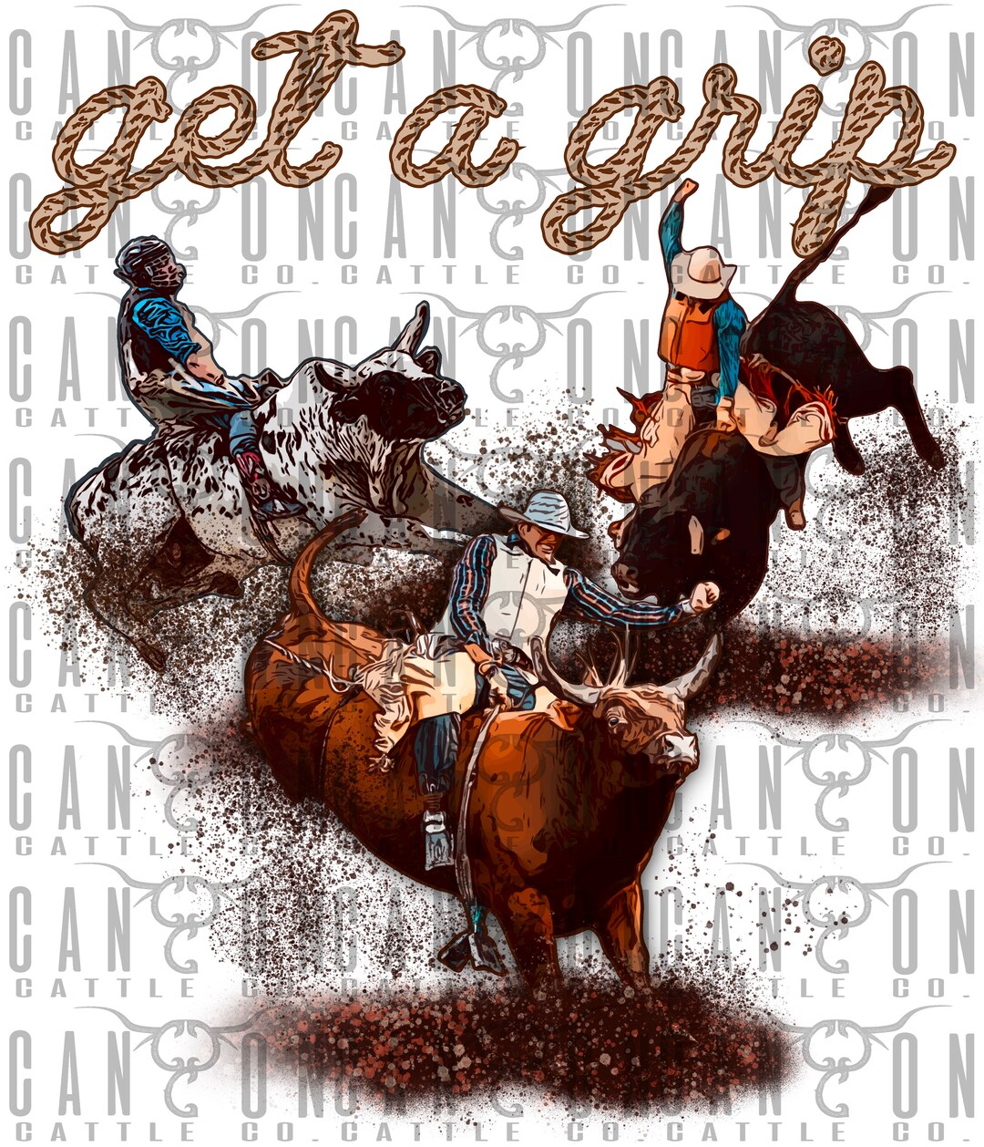Get a Grip, Rodeo, Bull Rider, Western, Punchy, Cowboy, Png Instant ...