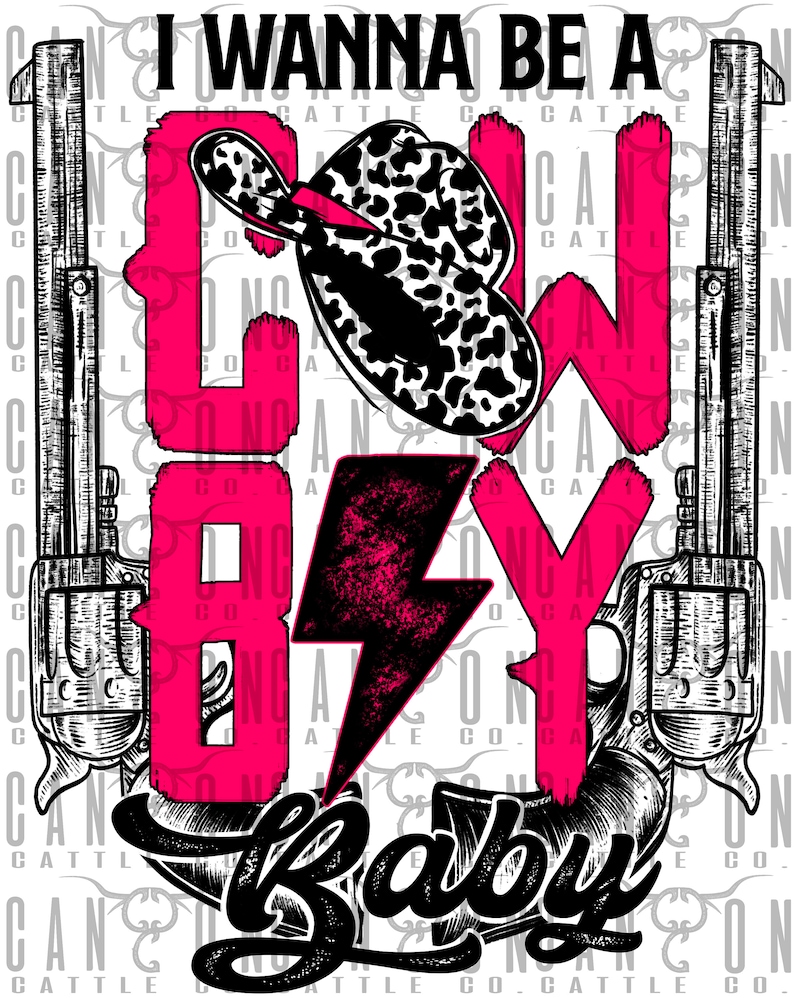 I Wanna Be a Cowboy Baby Cow Print Lightning Pistol - Etsy