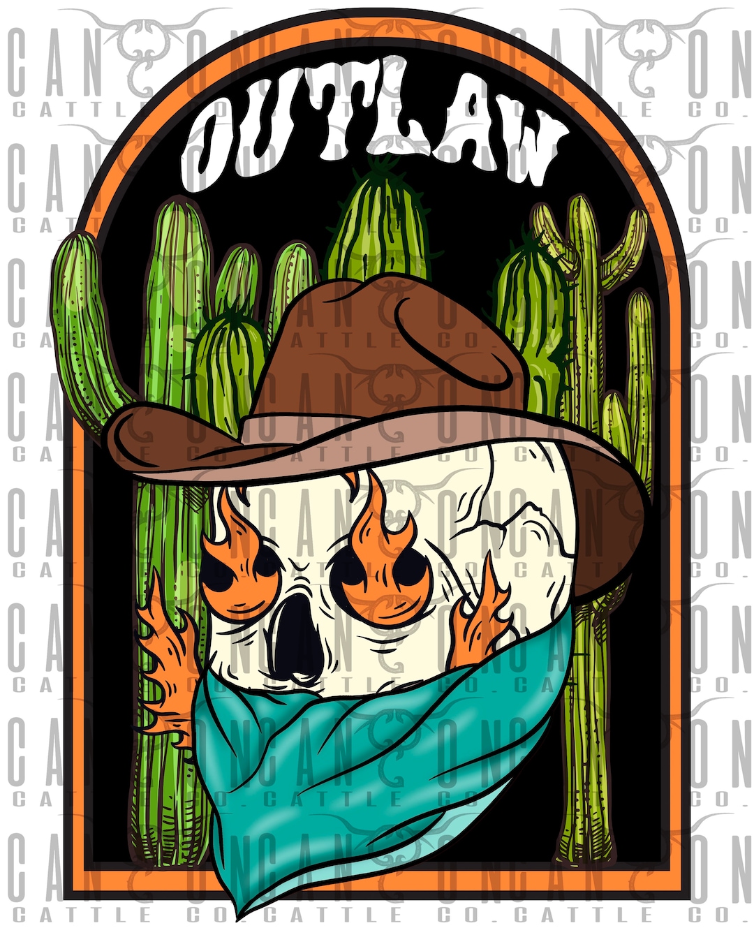 Outlaw Skull, Cactus, Western, Western Grunge, Png, Instant Download ...