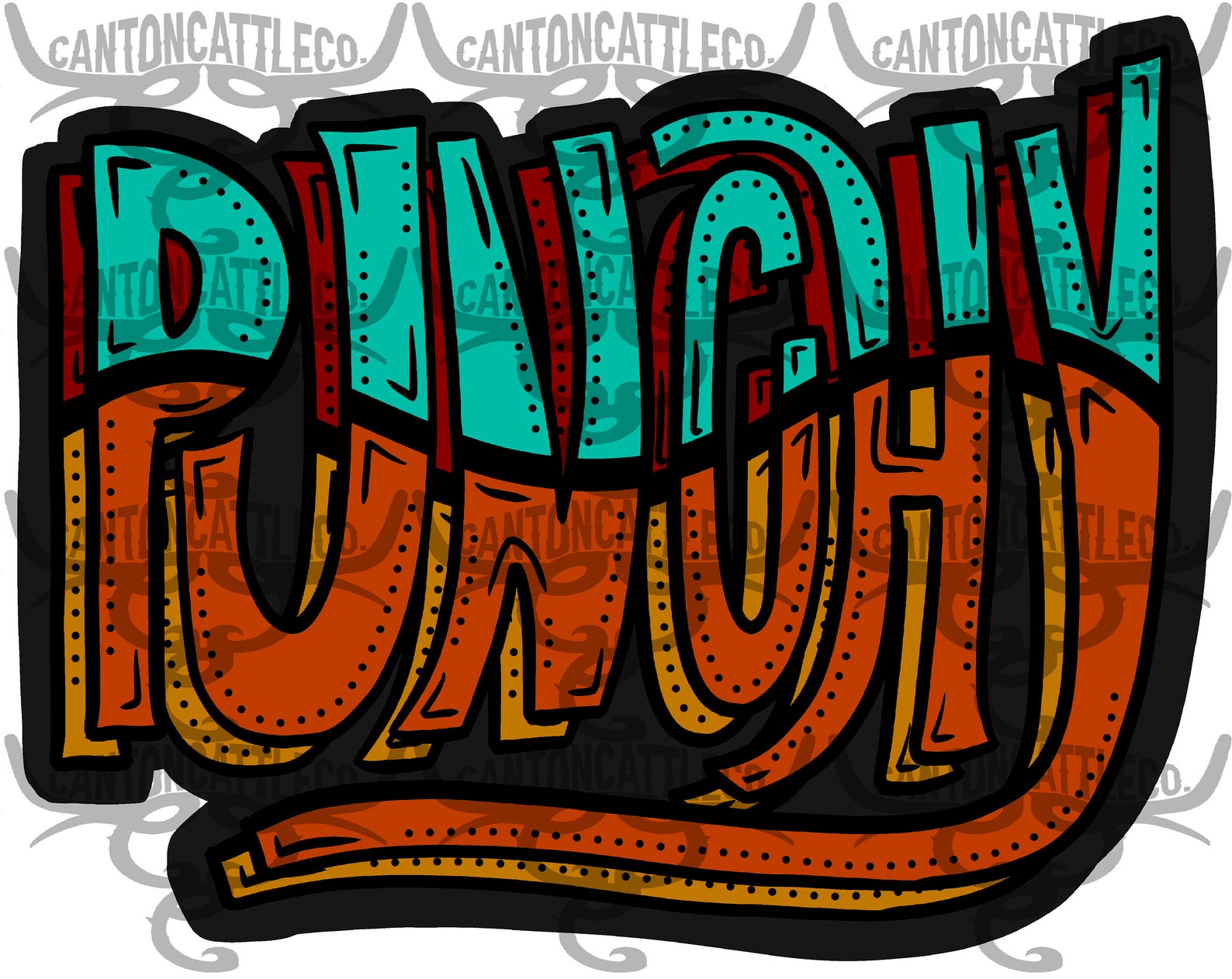 Punchy, Retro, Western, Western Grunge, Typography, Turquoise, Png ...