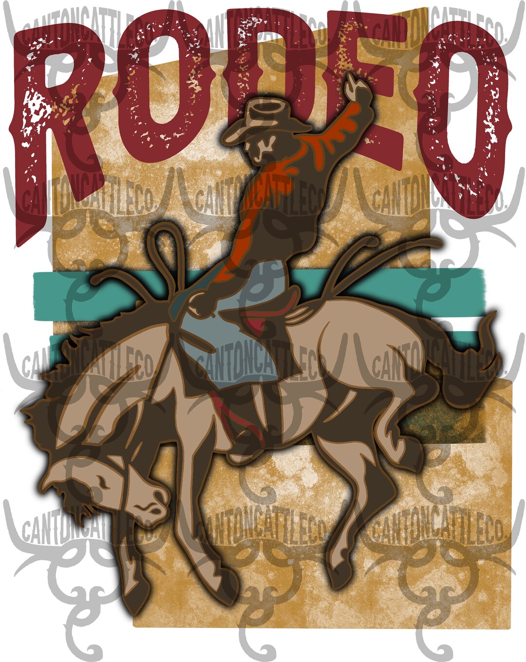 Rodeo Vintage Poster, Western, Western Grunge, Punchy, Cowboy, Bucking ...