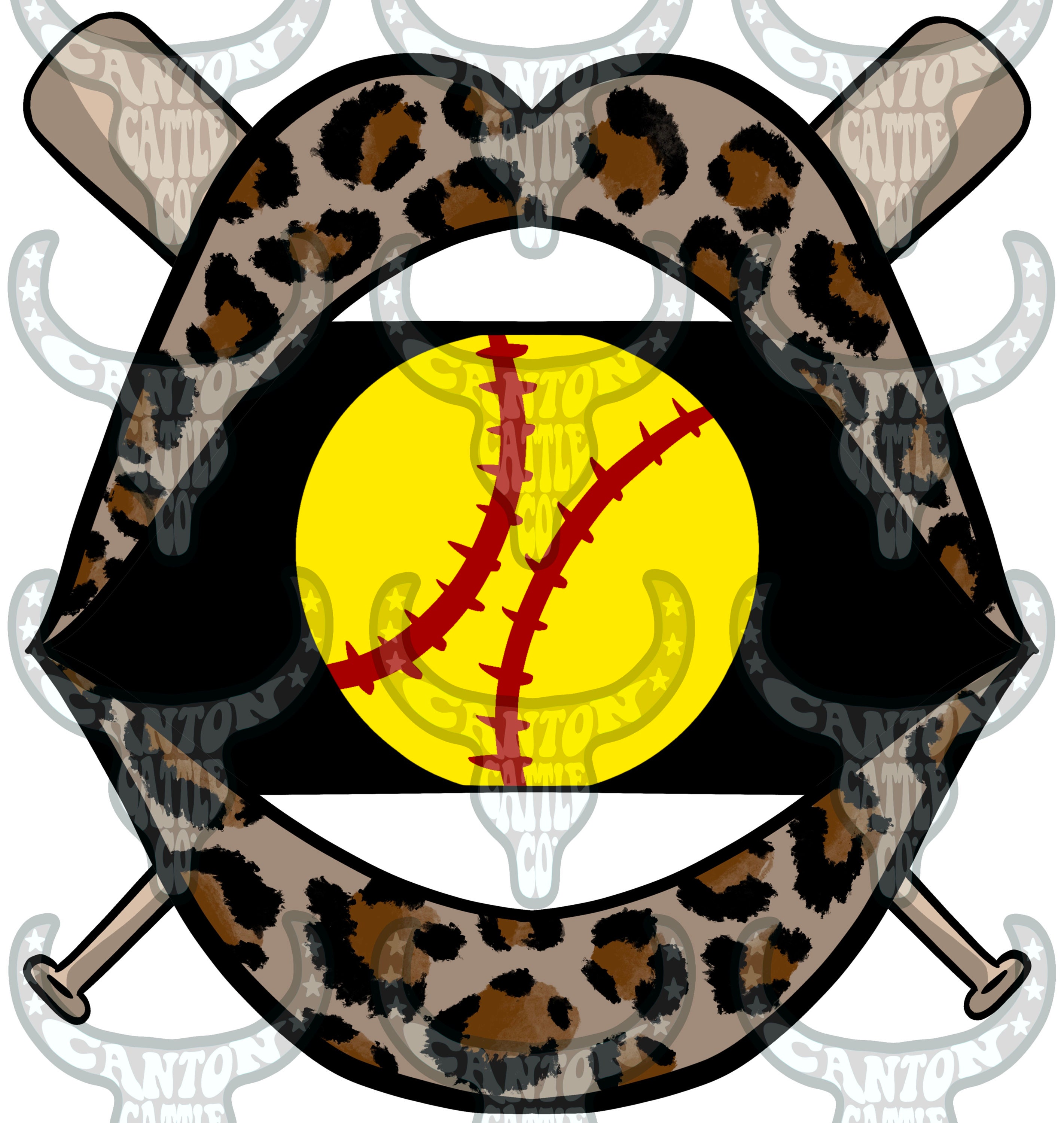 Softball mouth leopard retro PNG INSTANT DOWNLOAD | Etsy