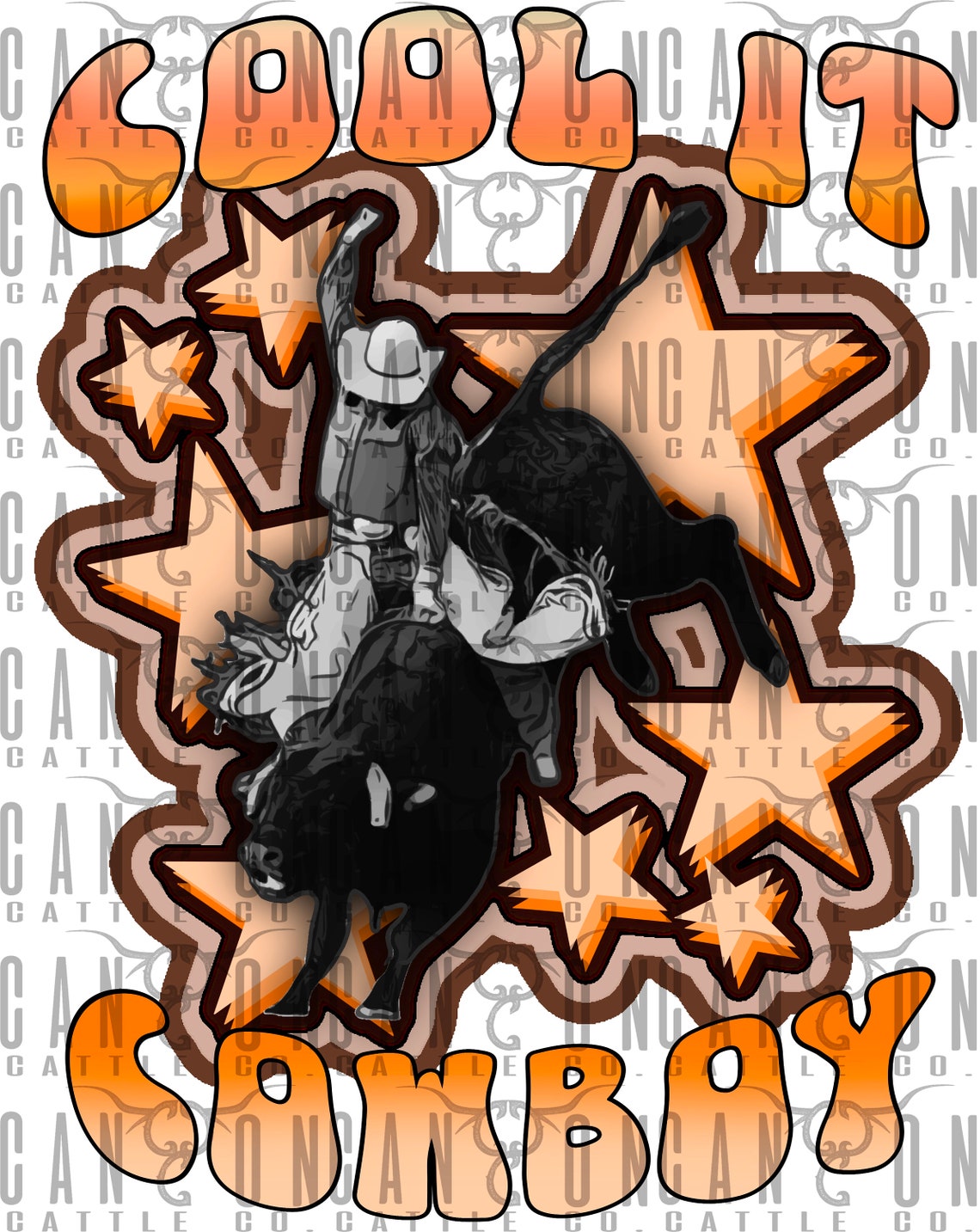 Cool It Cowboy, Rodeo, Bull, Retro, Vintage, Western, Punchy, Png ...