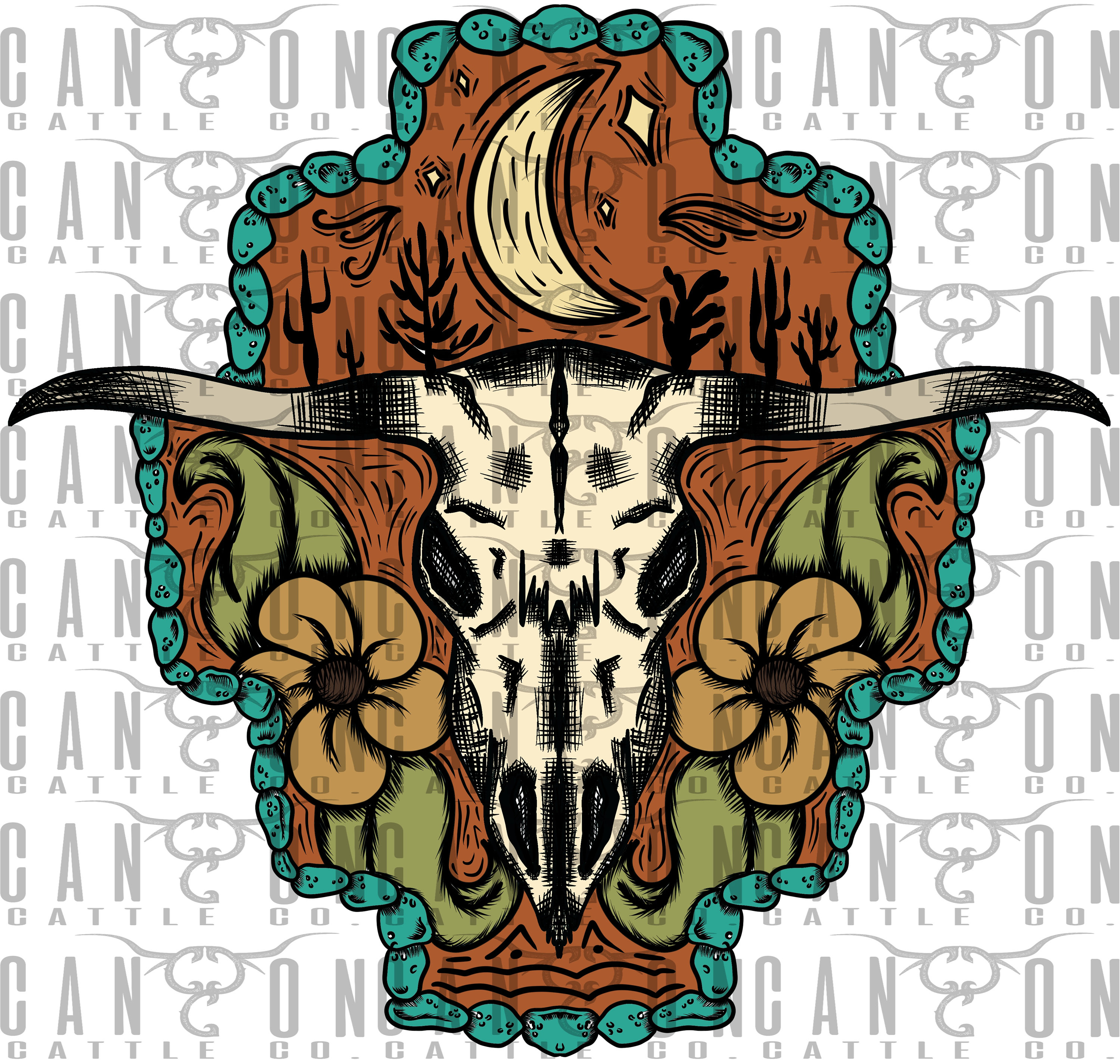 Western Aztec Cow Skull Floral Western Punchy Png Instant - Etsy