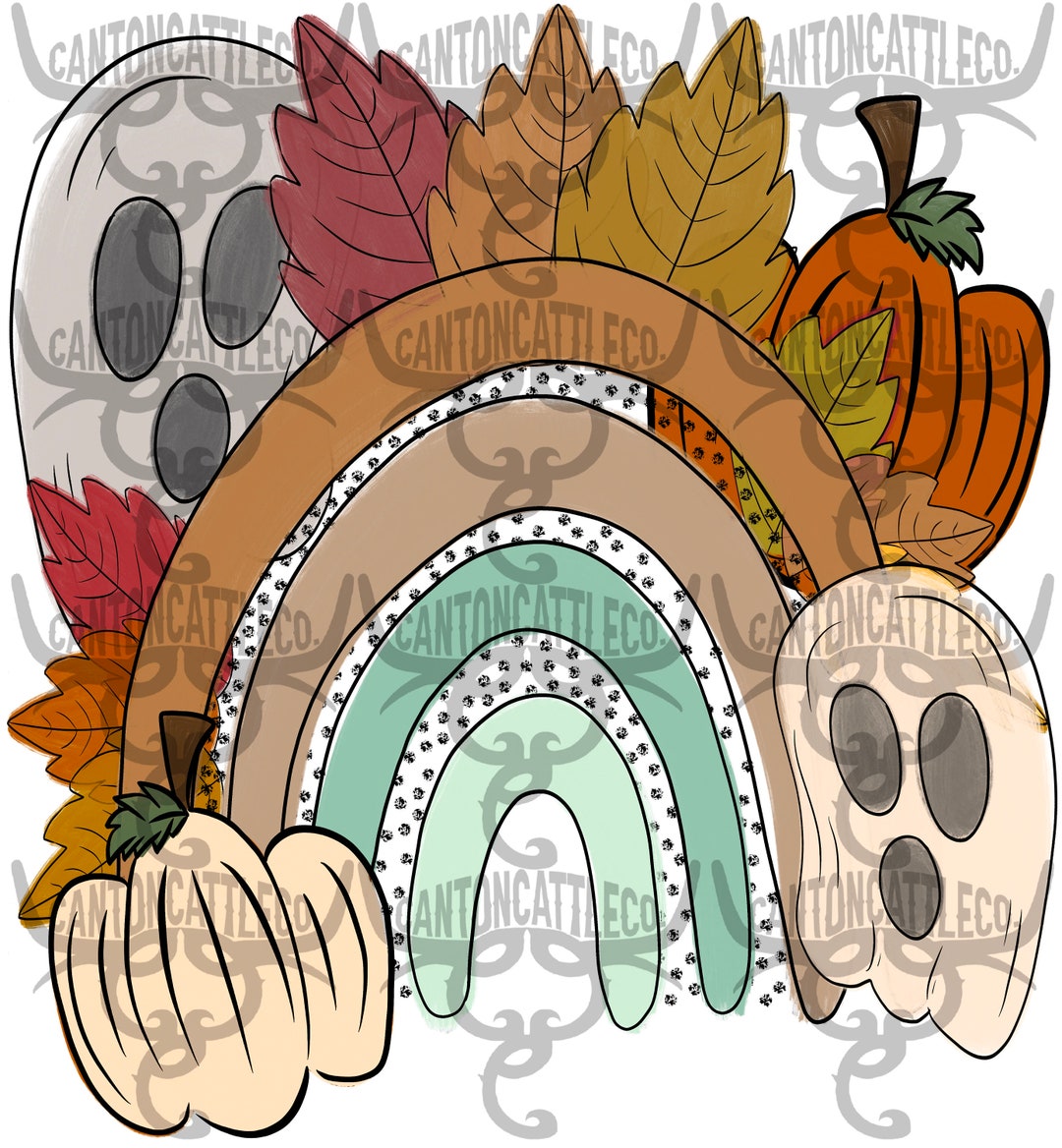 Boho Fall Rainbow, Ghosts, Autumn, Fall, Pumpkin, Png, Instant Download ...