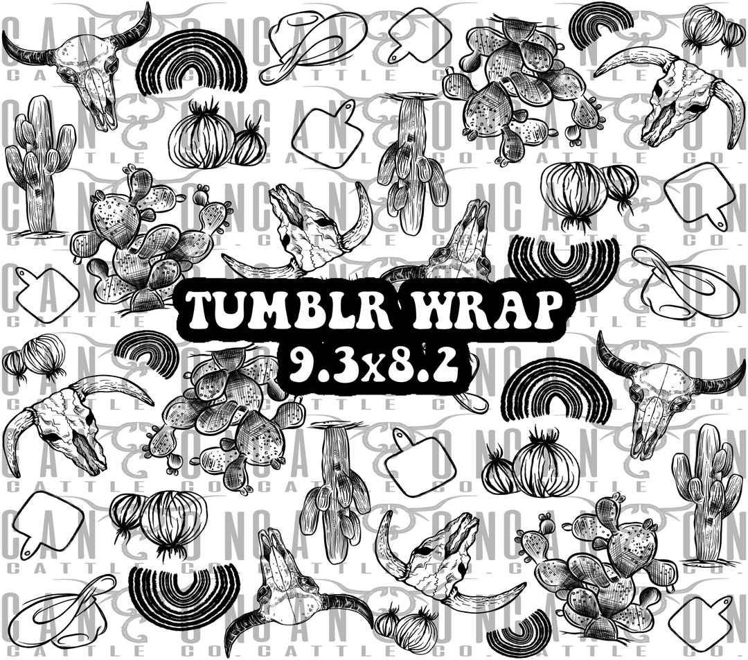 20 Oz Skinny Tumblr Western Collage Wrap, Western, Boho, Punchy, Png ...