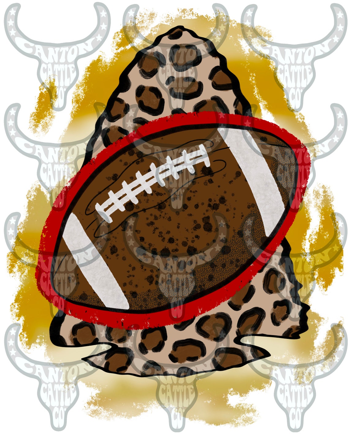 Leopard Print Football Arrow Head Red and Gold PNG INSTANT - Etsy
