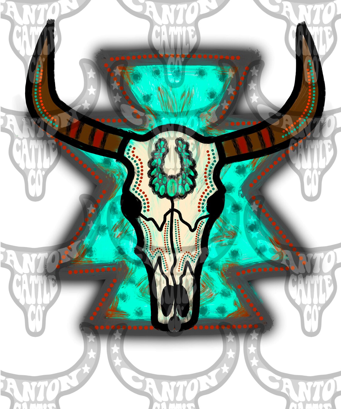 Western Punchy Turquoise Embellishment Aztec Deer Skull - Etsy