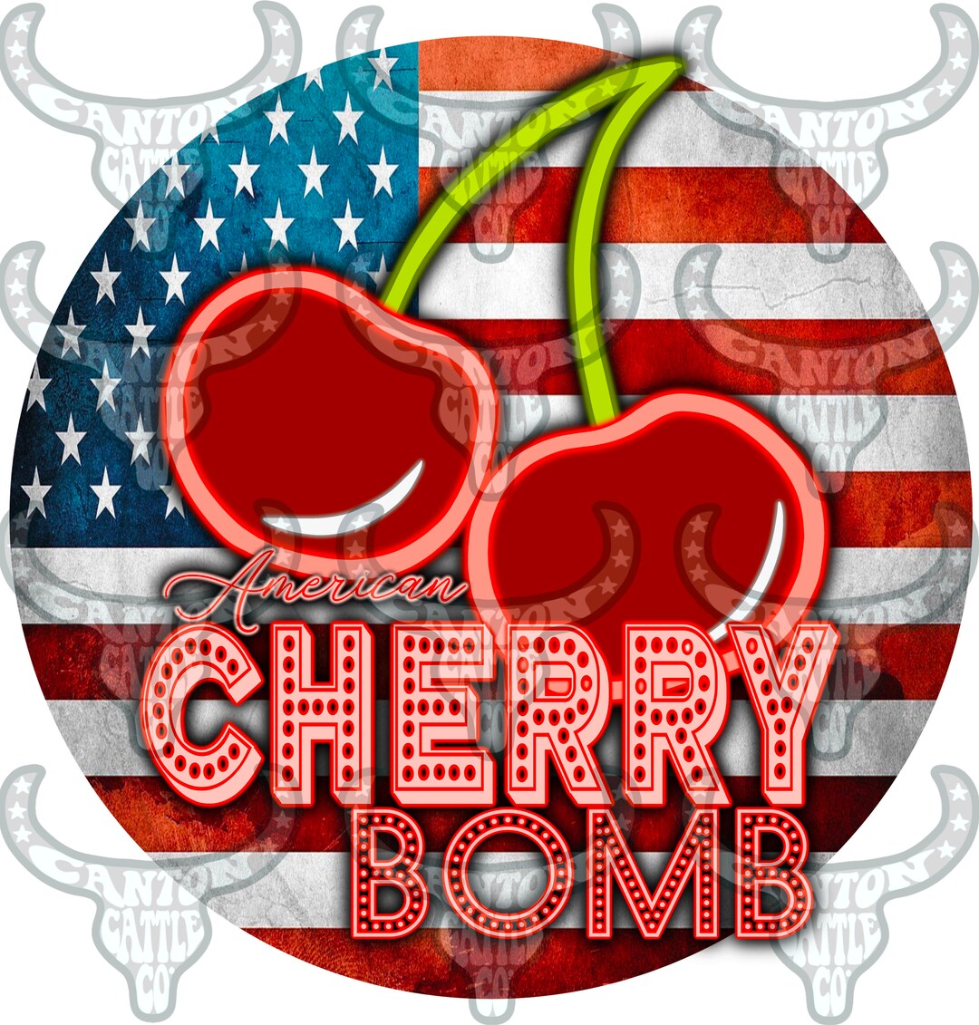 American Cherry Bomb, Neon, American Flag, Retro, 4th of July, USA ...