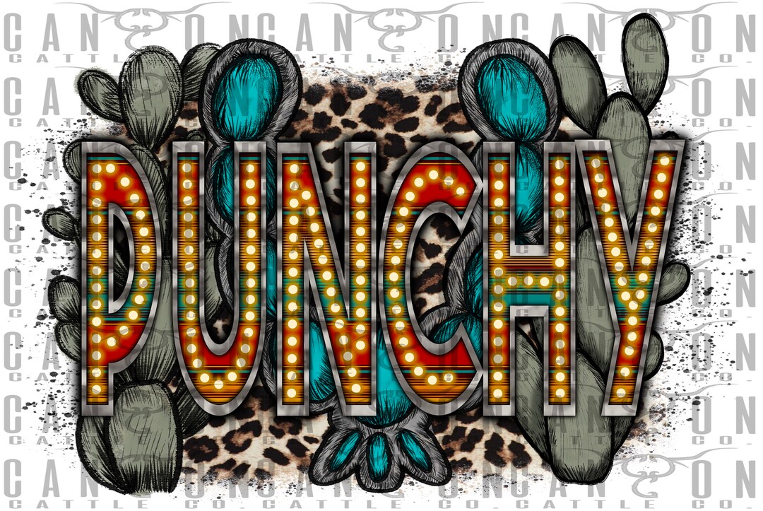 Punchy Cactus Turquoise and Leopard Marquee Sign, Western, Punchy, Png ...