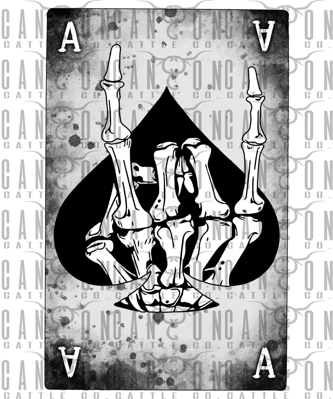 Skeleton Punk Poker Card, Rock and Roll, Ace, Grunge, Png, Instant ...