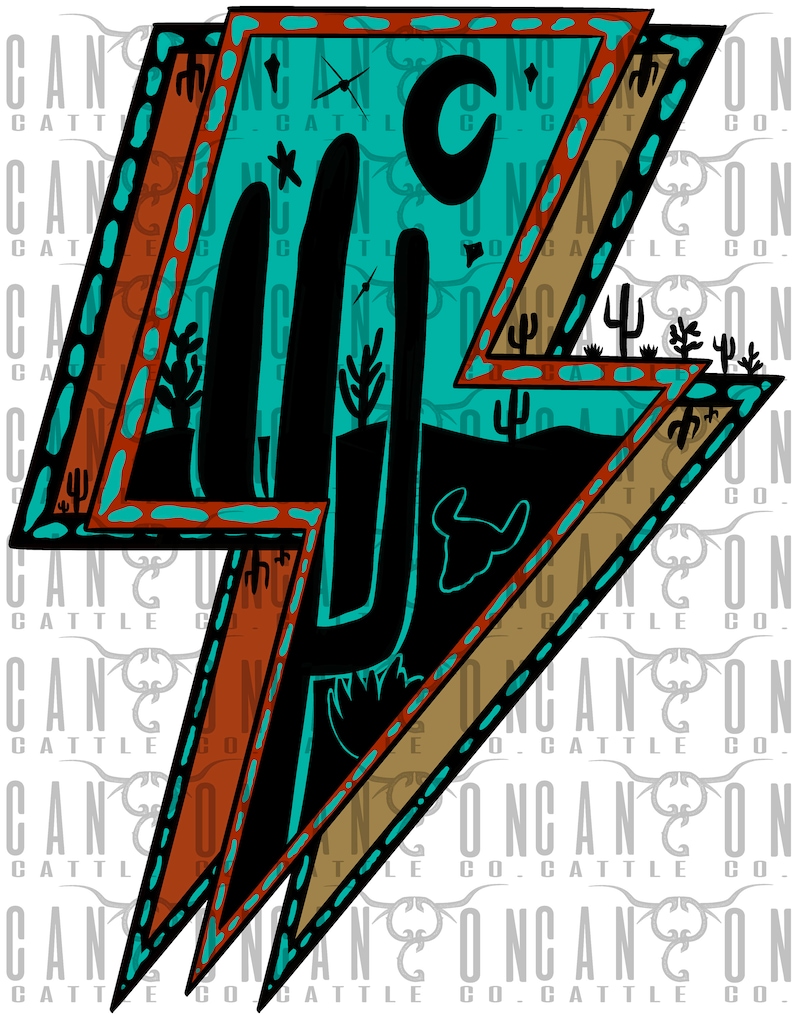 Desert Turquoise Lightning Bolt Western Png Instant - Etsy
