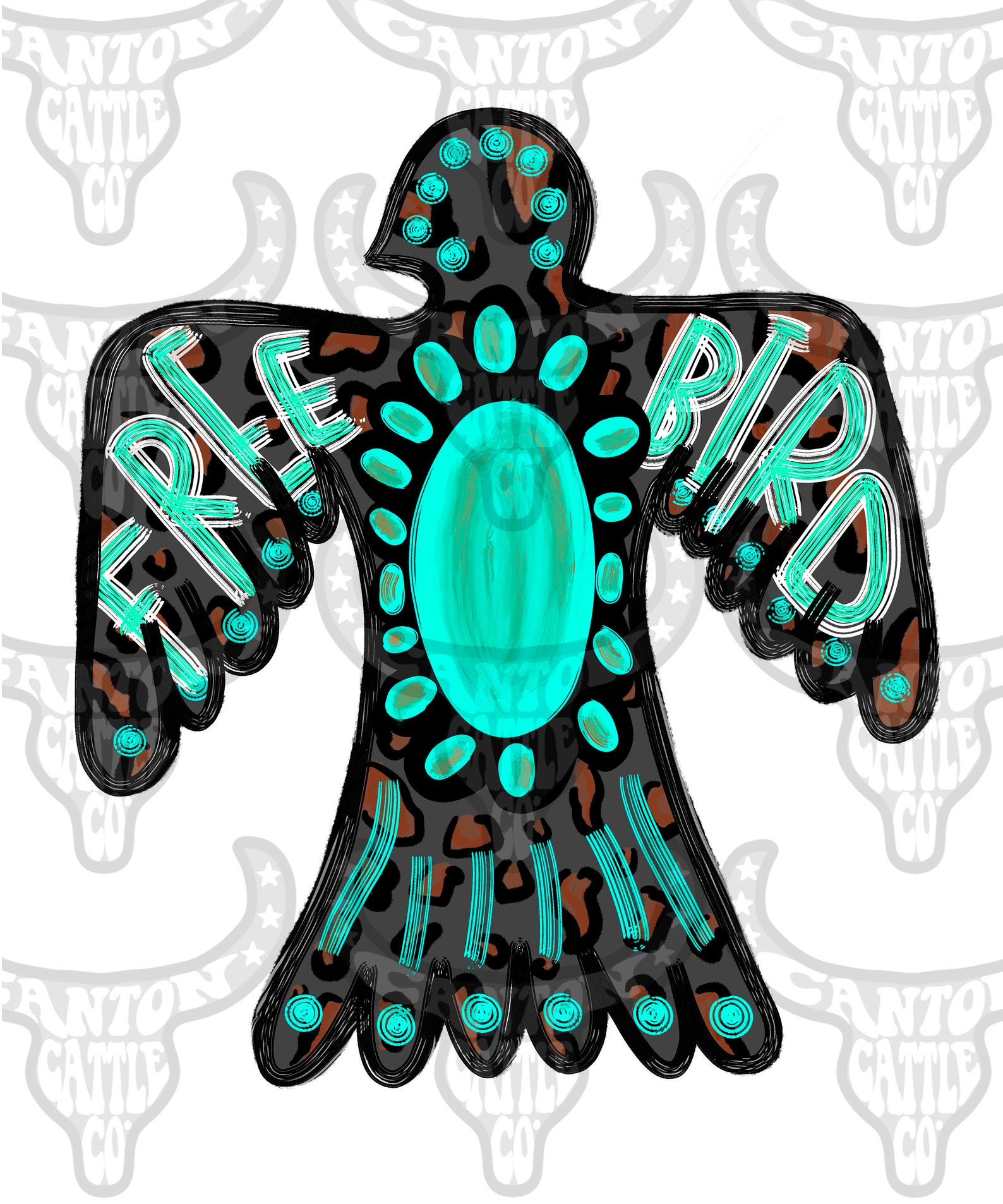 Free Bird Leopard Print Turquoise Embellishment Thunder Bird - Etsy
