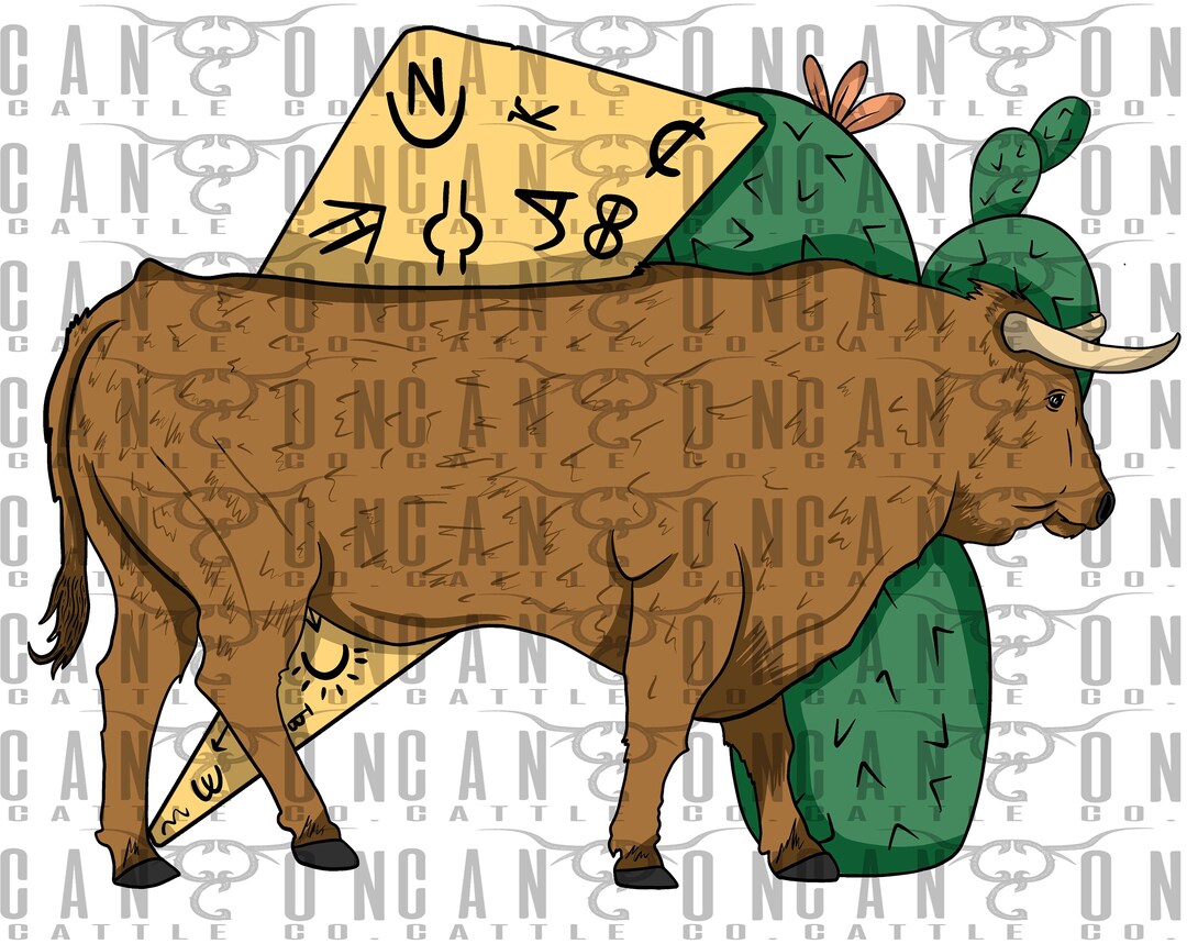 Bull Cactus Branded Lightning Bolt, Western, Punchy, Png, Instant ...