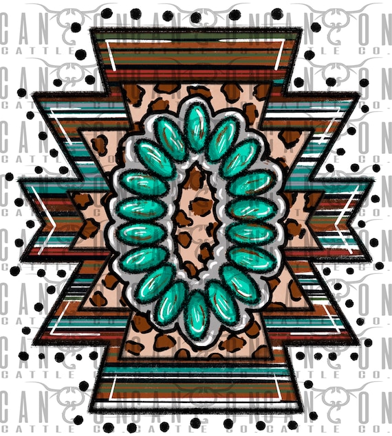 Tribal Aztec Turquoise Serape Leopard Western Boho Png - Etsy