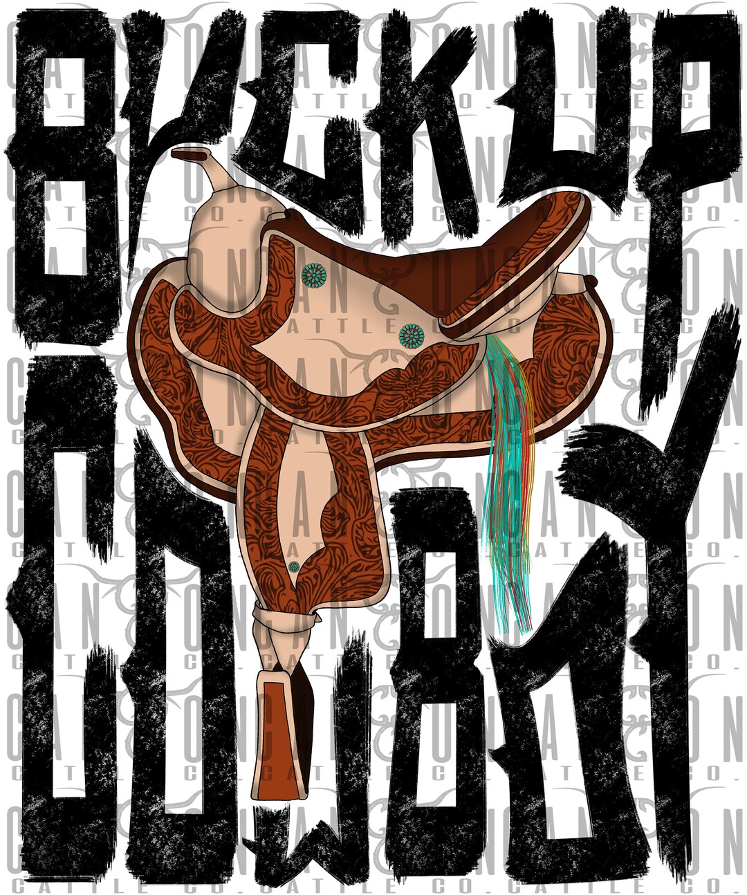 Buck up Cowboy, Retro, Western, Vintage, Turquoise, Png, Instant ...