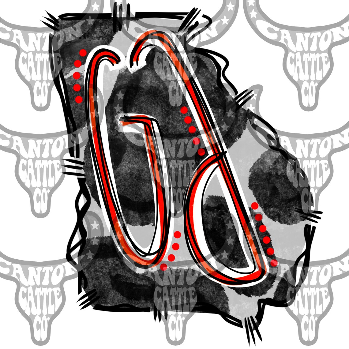 State of Georgia Cow Hide Hand-lettered Cow Print Sublimation - Etsy