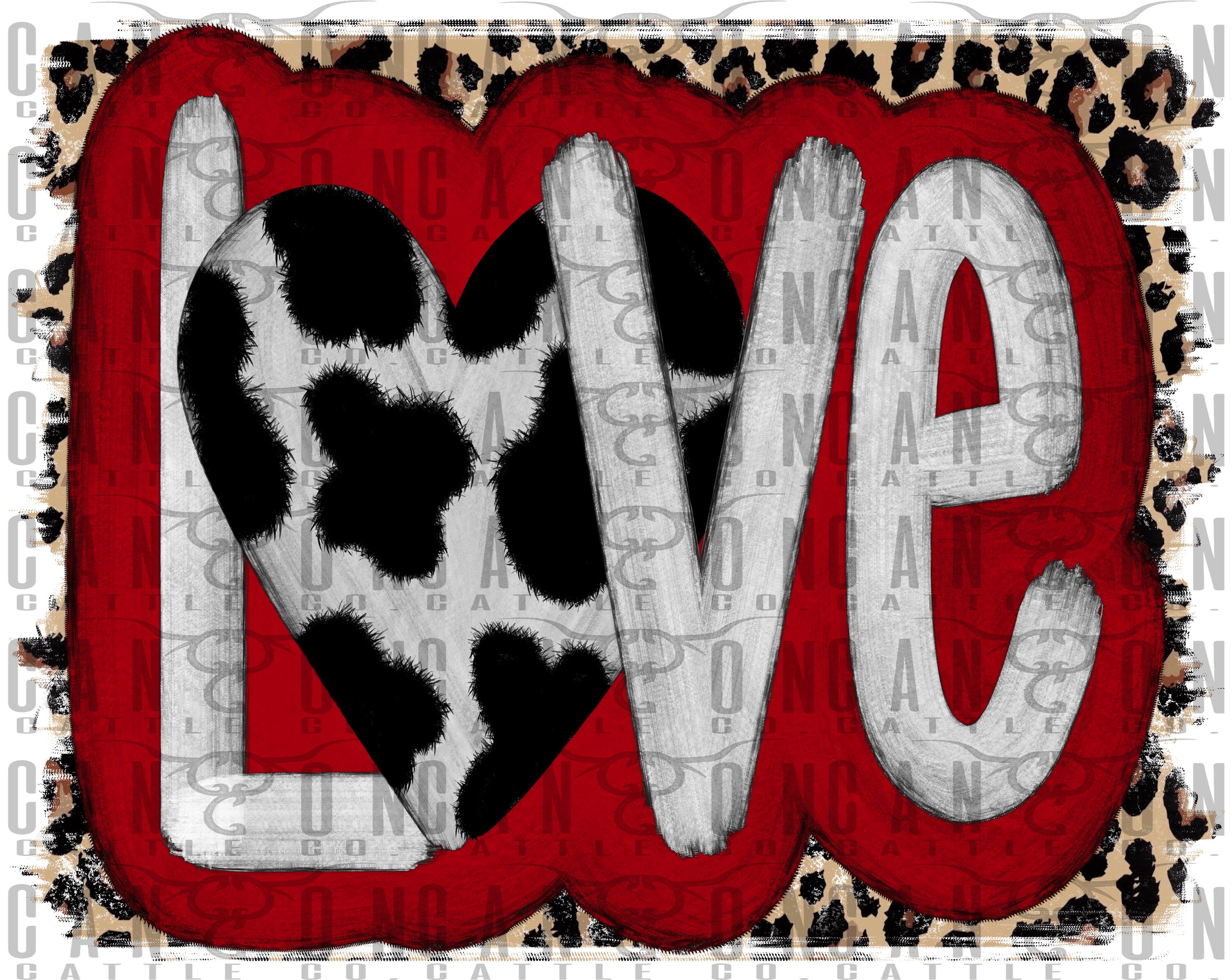 Love Cow Print Heart and Leopard Background, Valentine's Day, Png ...
