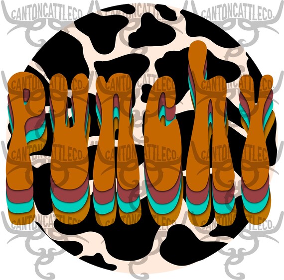 Retro punchy cowhide western png instant download | Etsy