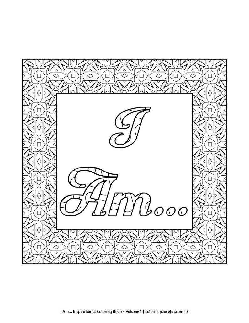 I Am... Inspirational Coloring Book 25 Designs Adult Coloring Book ...