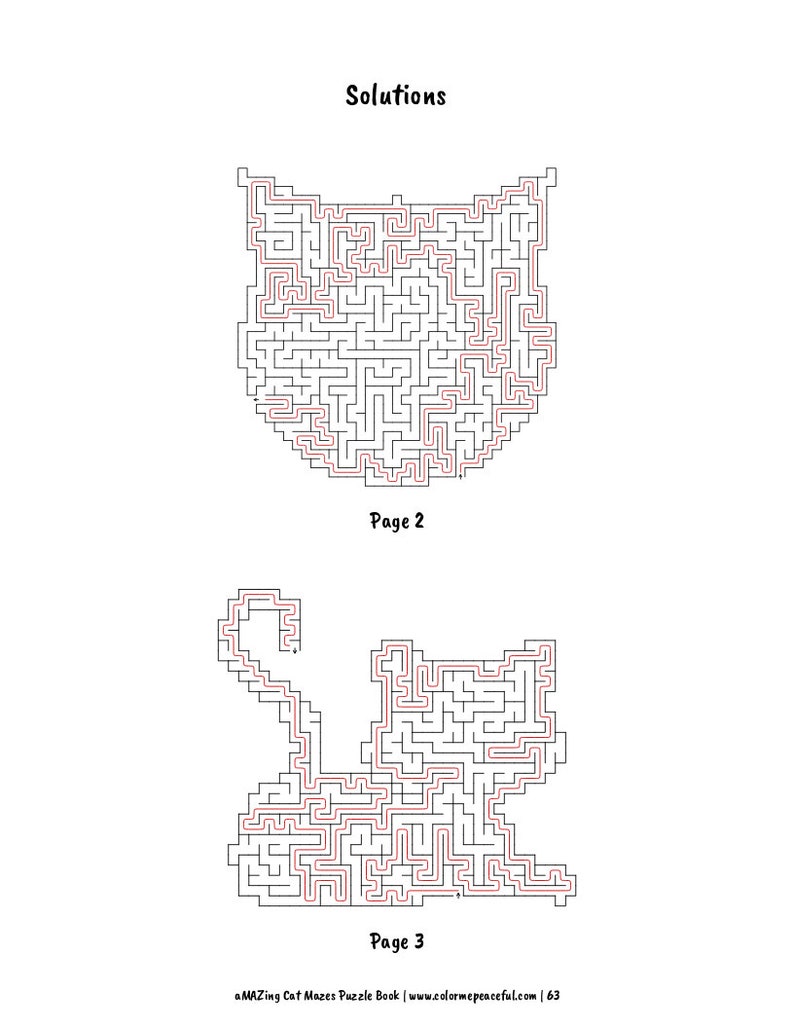 Amazing Cat Mazes Puzzle Book Volume 1 Printable Instant Download Sixty ...