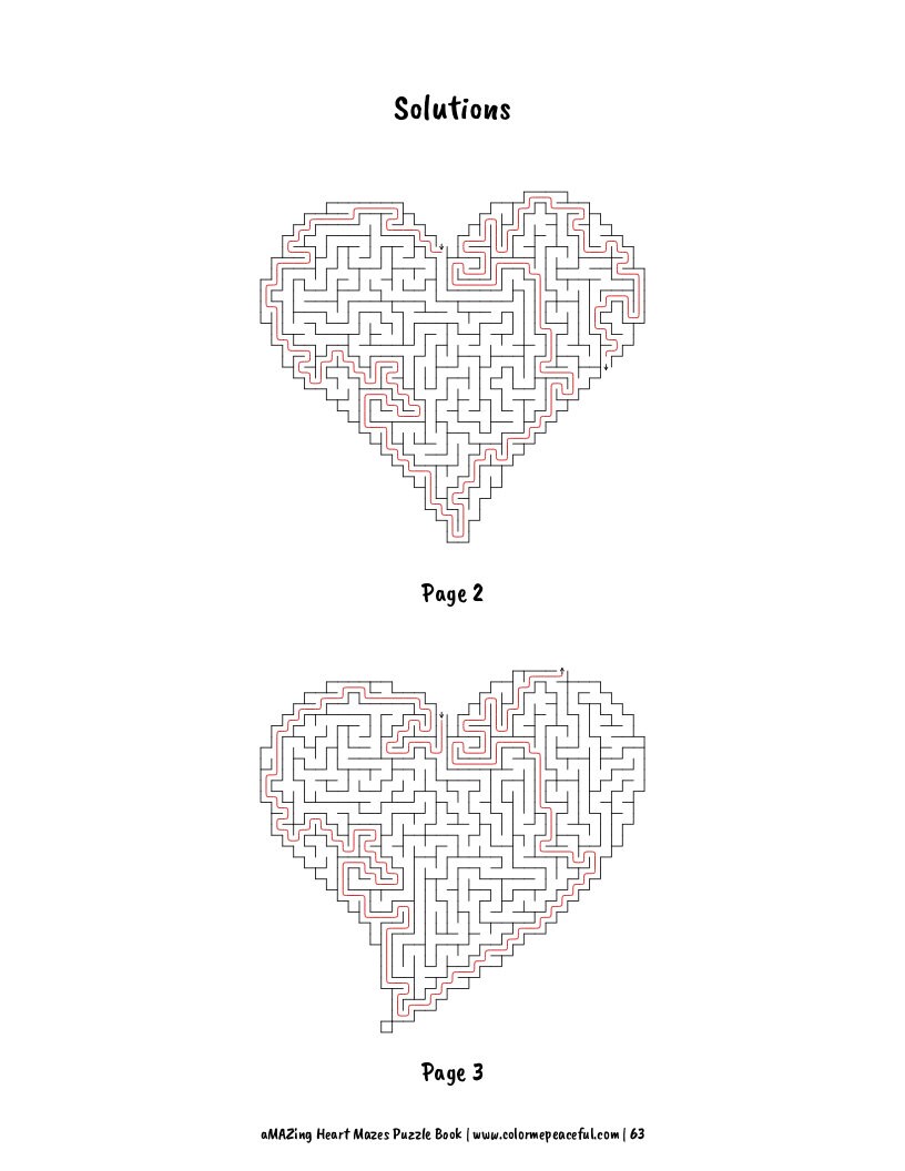 Amazing Heart Mazes Puzzle Book Volume 1 Printable Instant - Etsy
