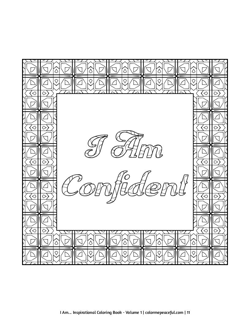 I Am... Inspirational Coloring Book 25 Designs Adult Coloring Book ...